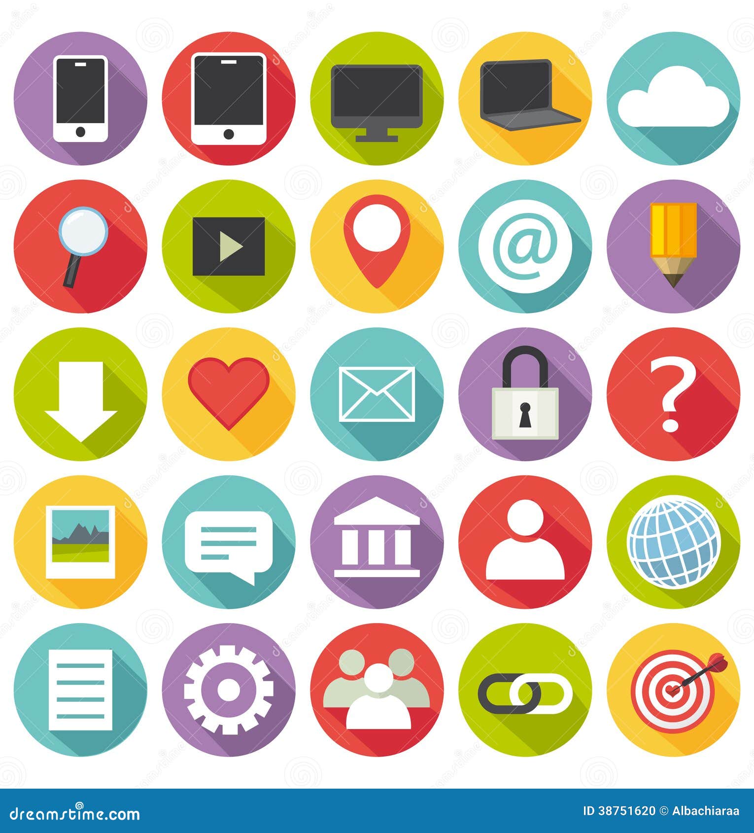 Flat Design. Office and Business Icons Set. Stock Vector - Illustration ...