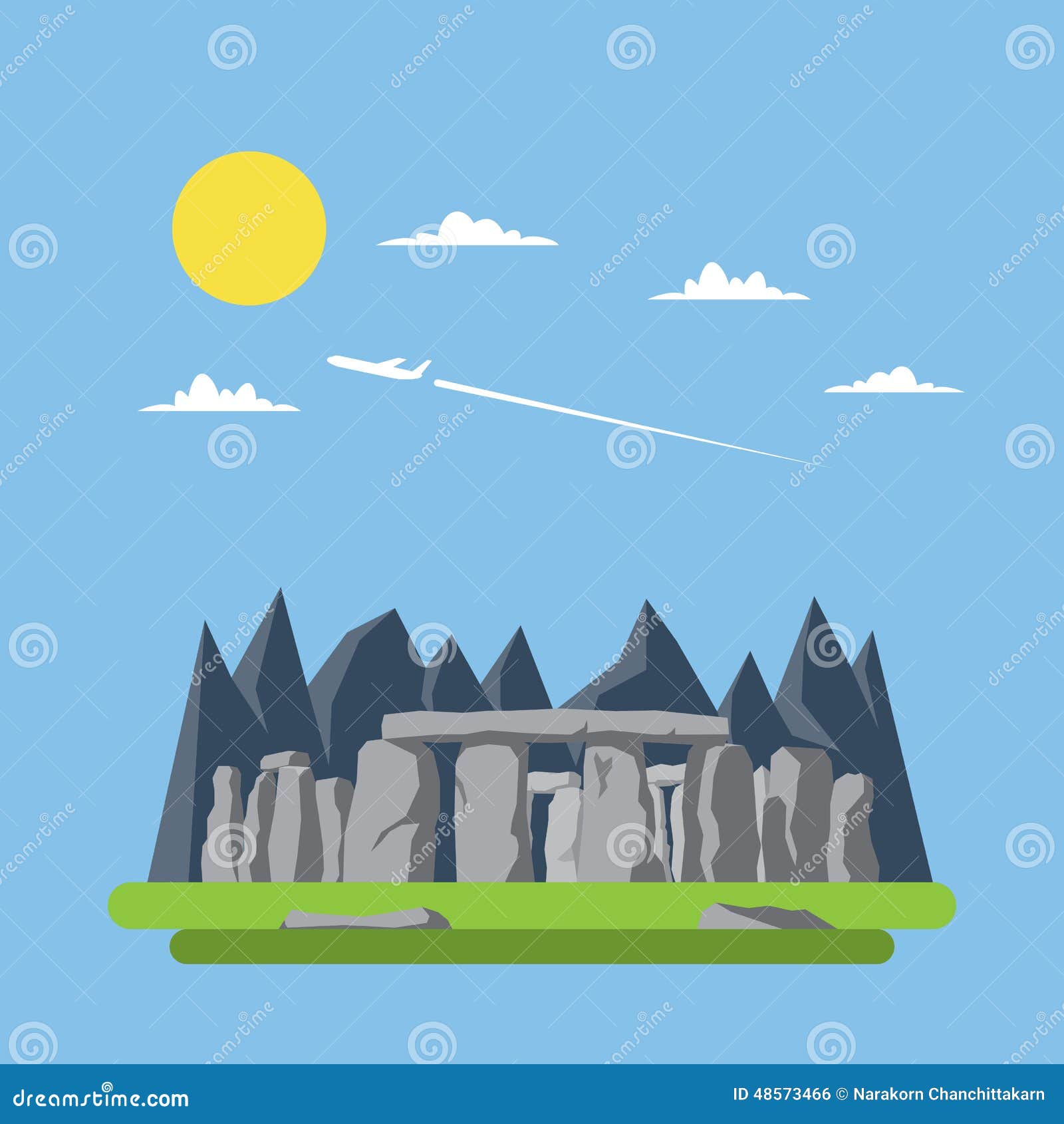 Flat Design Og Stonehenge England Stock Vector - Illustration of ...