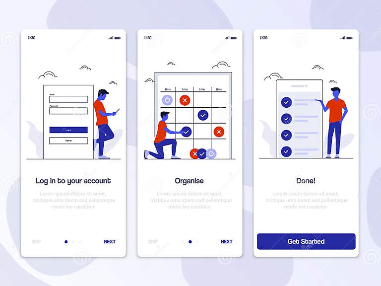 Flat Design Oneboarding Concepts 5 Stock Vector - Illustration of ...