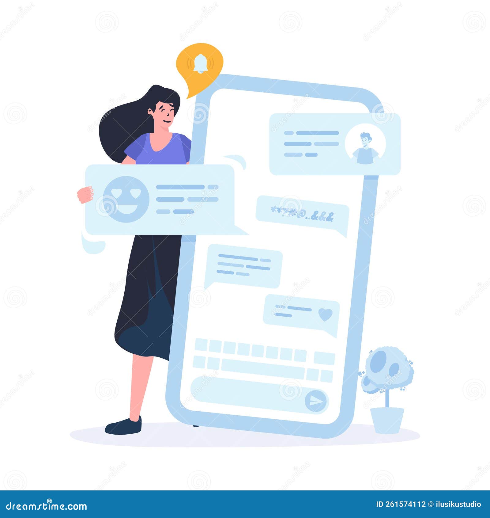 Flat Design Online Chat Concept Stock Vector - Illustration of digital ...