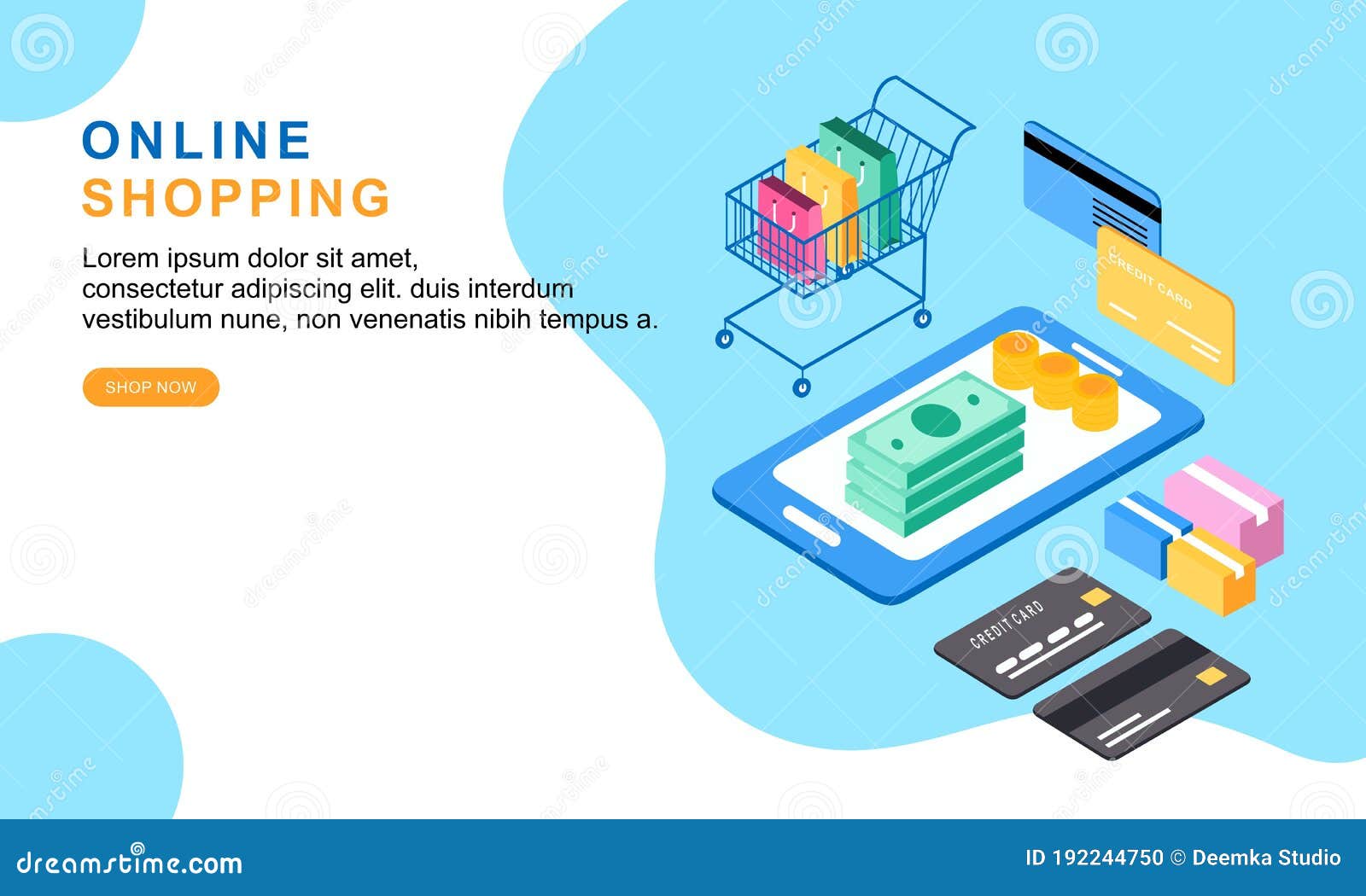 Flat Design Online Shopping, E-commerce Concept Illustration Stock ...