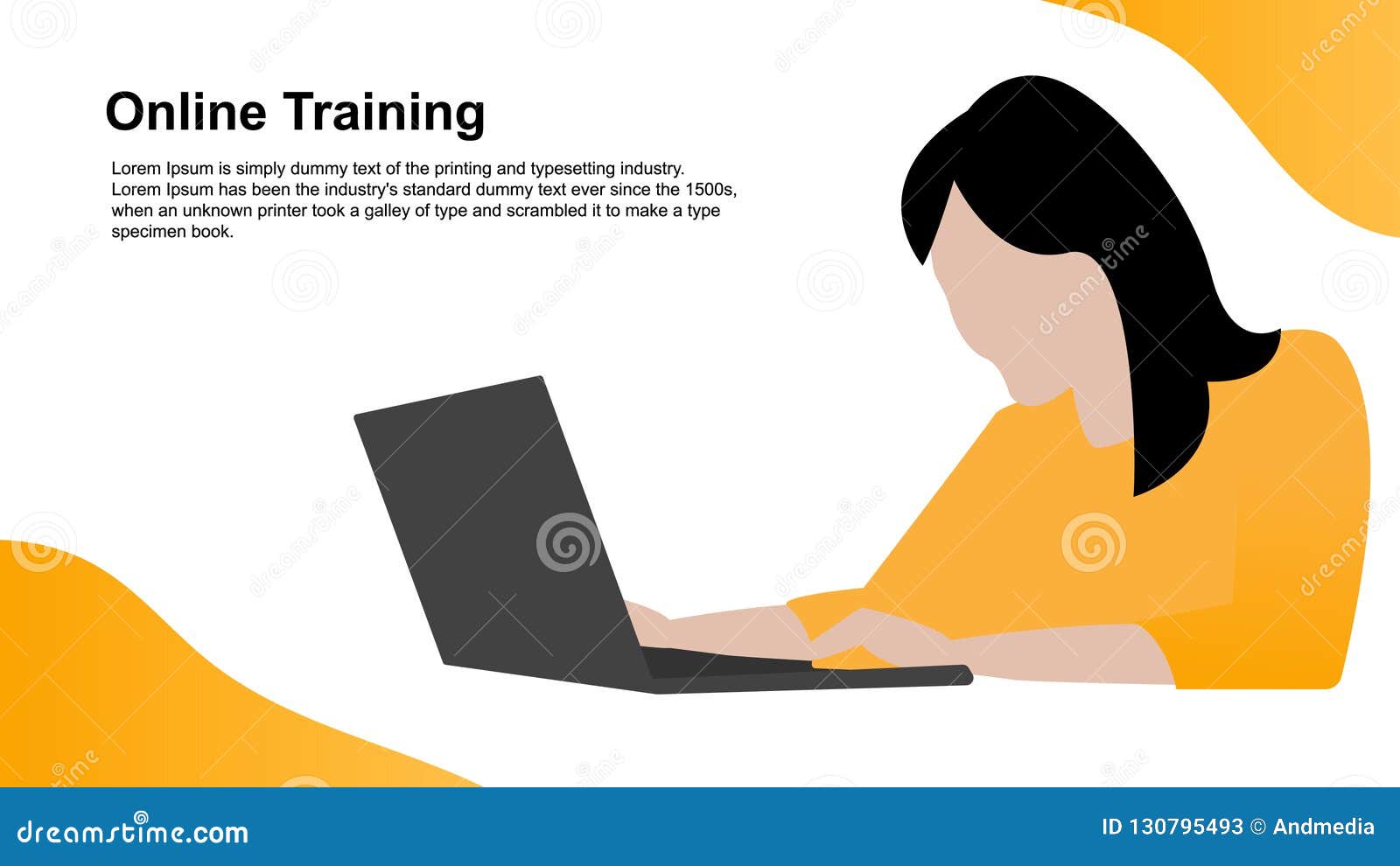 Flat Design for Online Training and Video Courses with Studying Girl ...