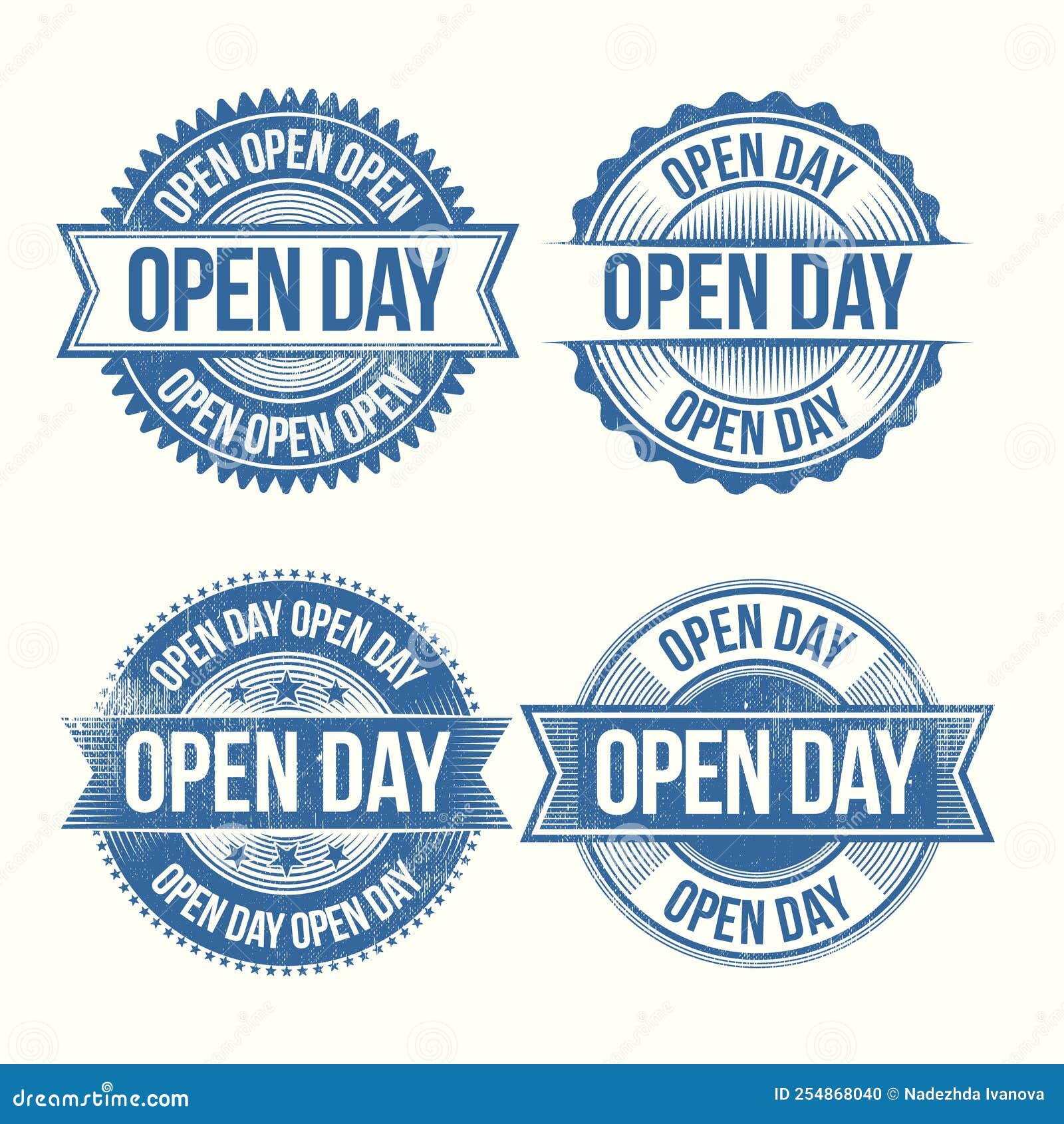 Flat Design Open Day Badges Vector Illustration Stock Vector ...