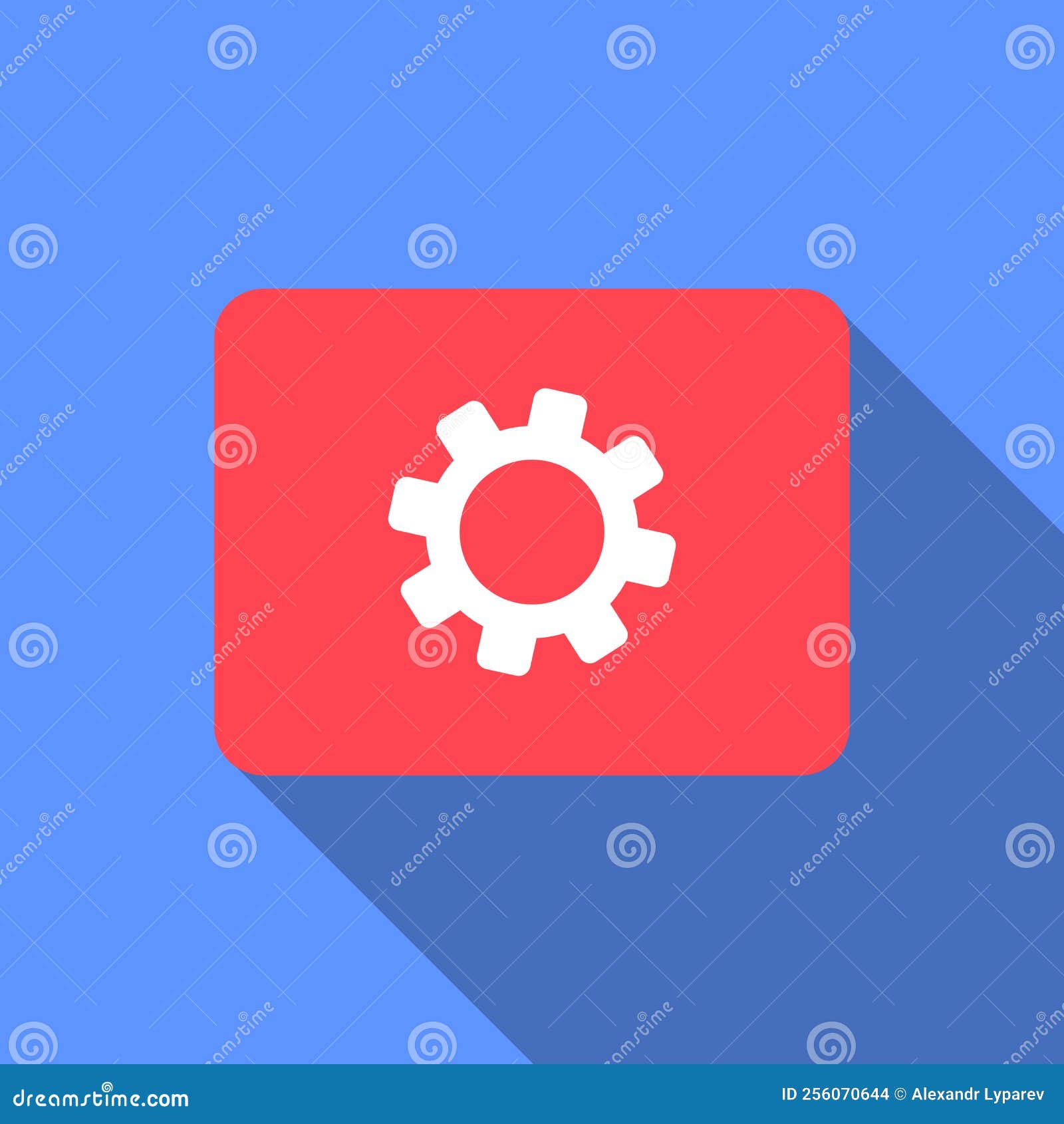 Option Gear Notification in Red Square Speech Bubble. Flat. Vector ...