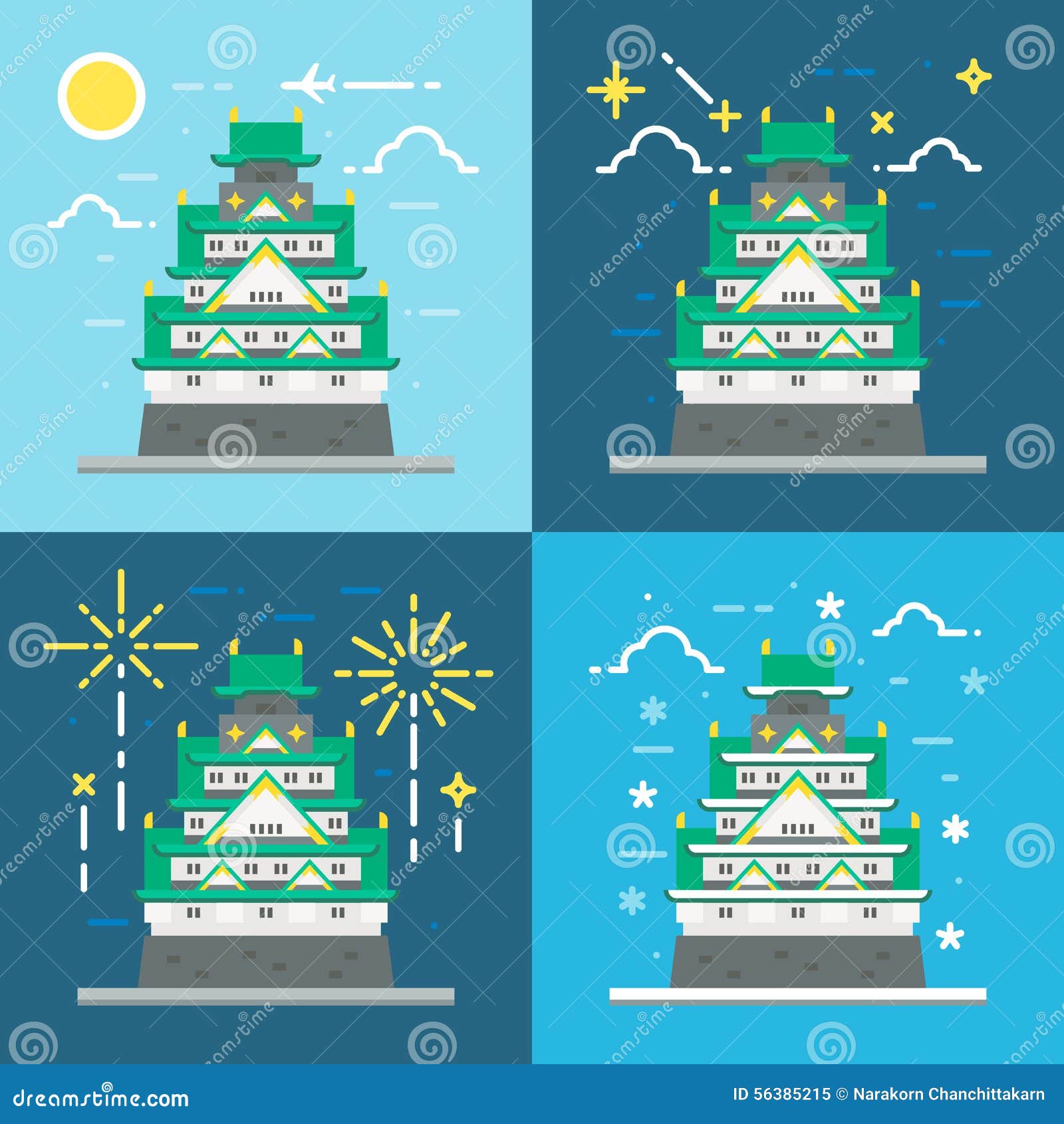 Osaka Castle Cartoon Vector | CartoonDealer.com #13460761