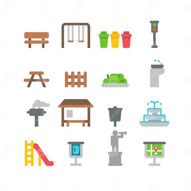 Flat design park item set stock vector. Illustration of flat - 94302414