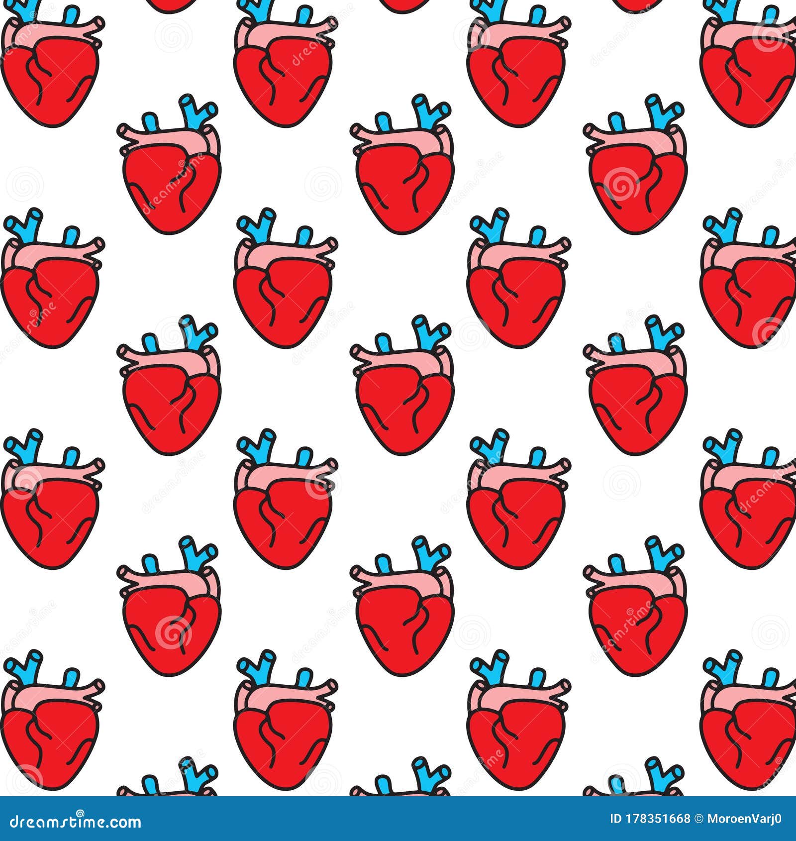 Flat Design Pattern of Anatomic Human Heart. Vector Illustration Stock ...