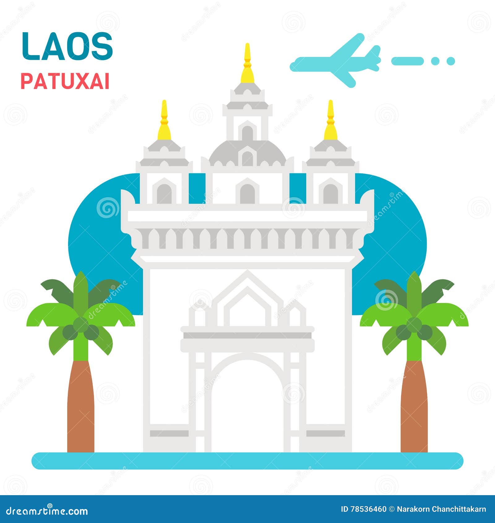 Flat design Patuxai stock vector. Illustration of laos - 78536460
