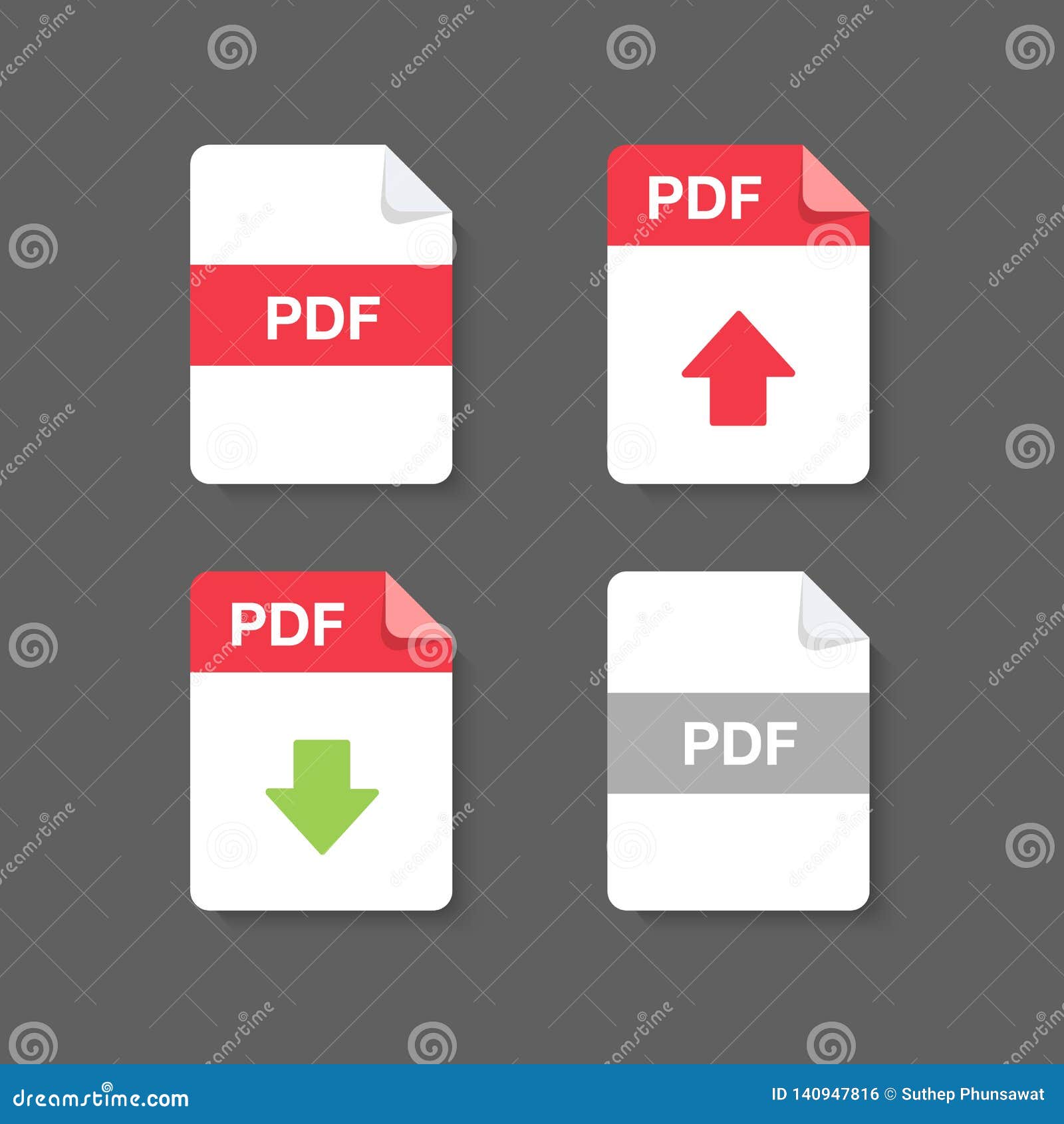 Flat Design with PDF Files Download Document,icon,symbol Set, Vector ...
