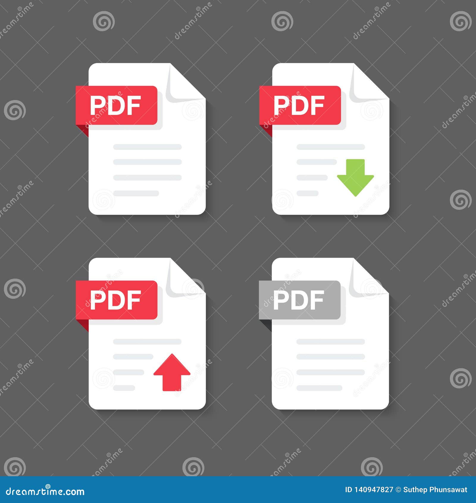 Flat Design with PDF Files Download Document,icon,symbol Set, Vector ...