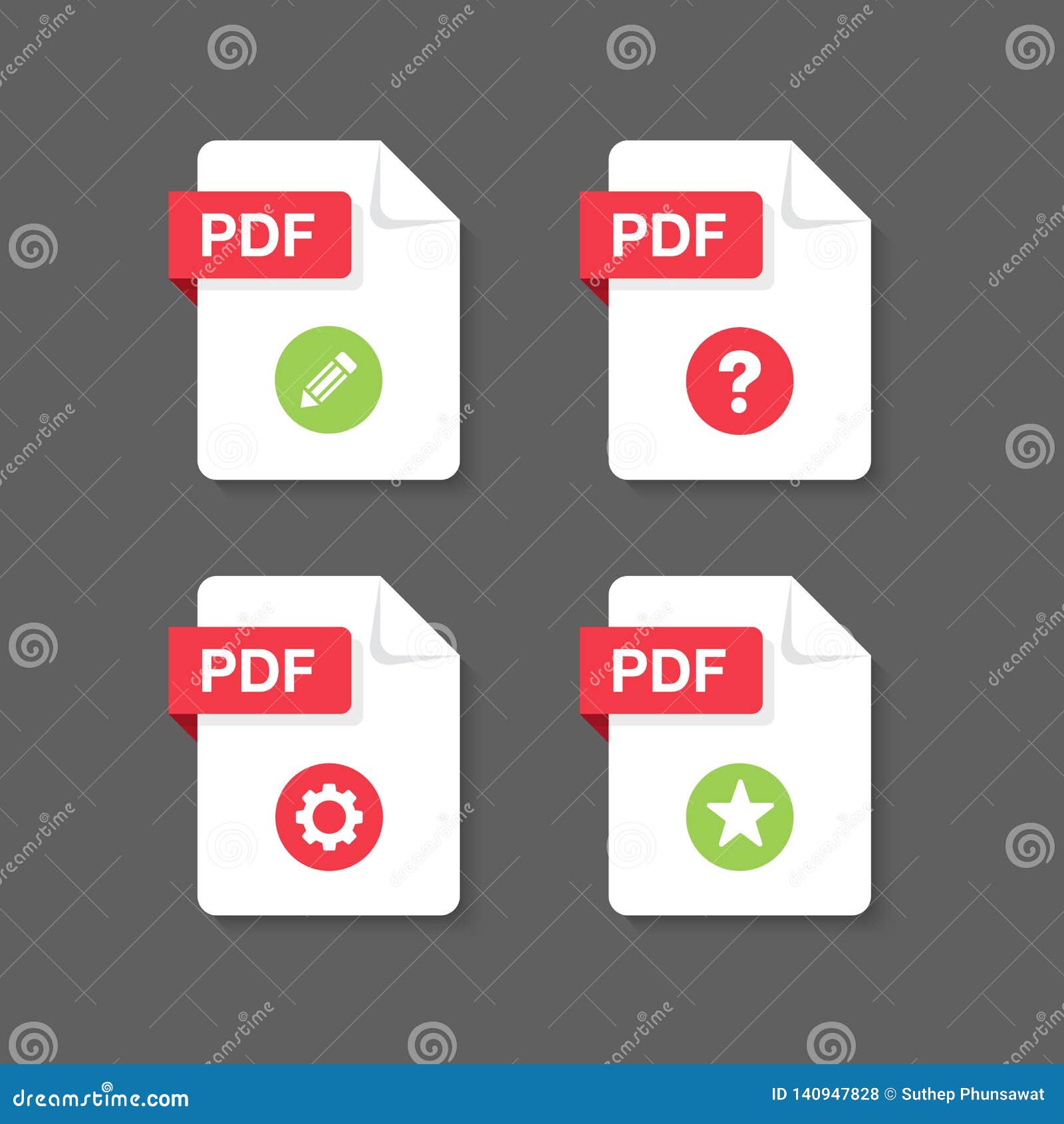 Flat Design with PDF Files Download Document,icon,symbol Set, Vector ...