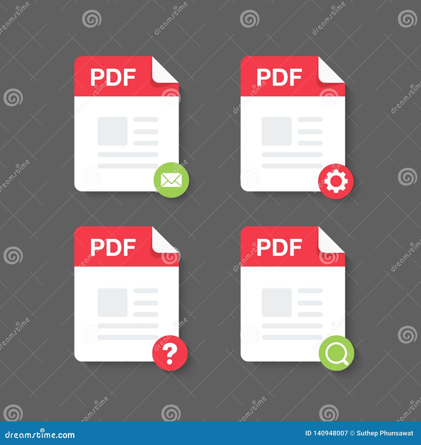 Flat Design with PDF Files Download Document,icon,symbol Set, Vector ...