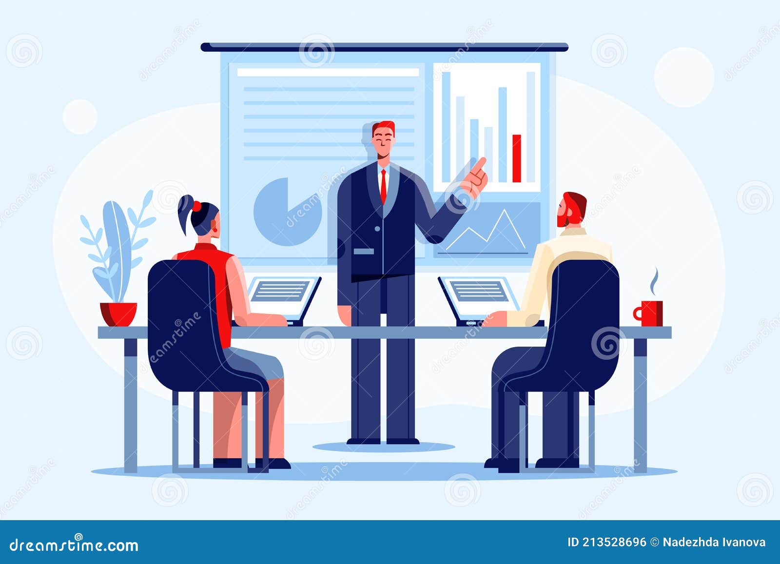 Flat Design People on Business Training Vector Illustration. Stock ...