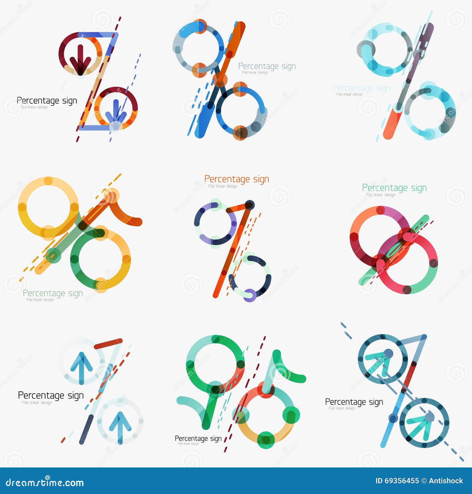 Flat Design Percentage Sign. Linear Outline Style Stock Vector ...