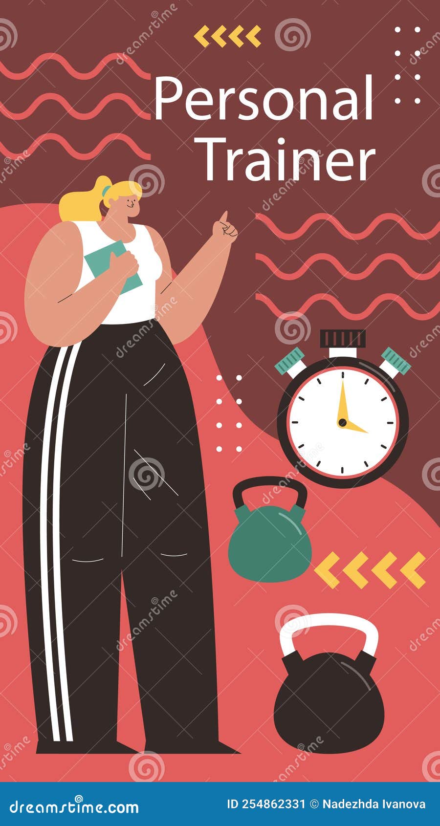 Flat Design Personal Trainer Post Stories Vector Illustration Stock ...