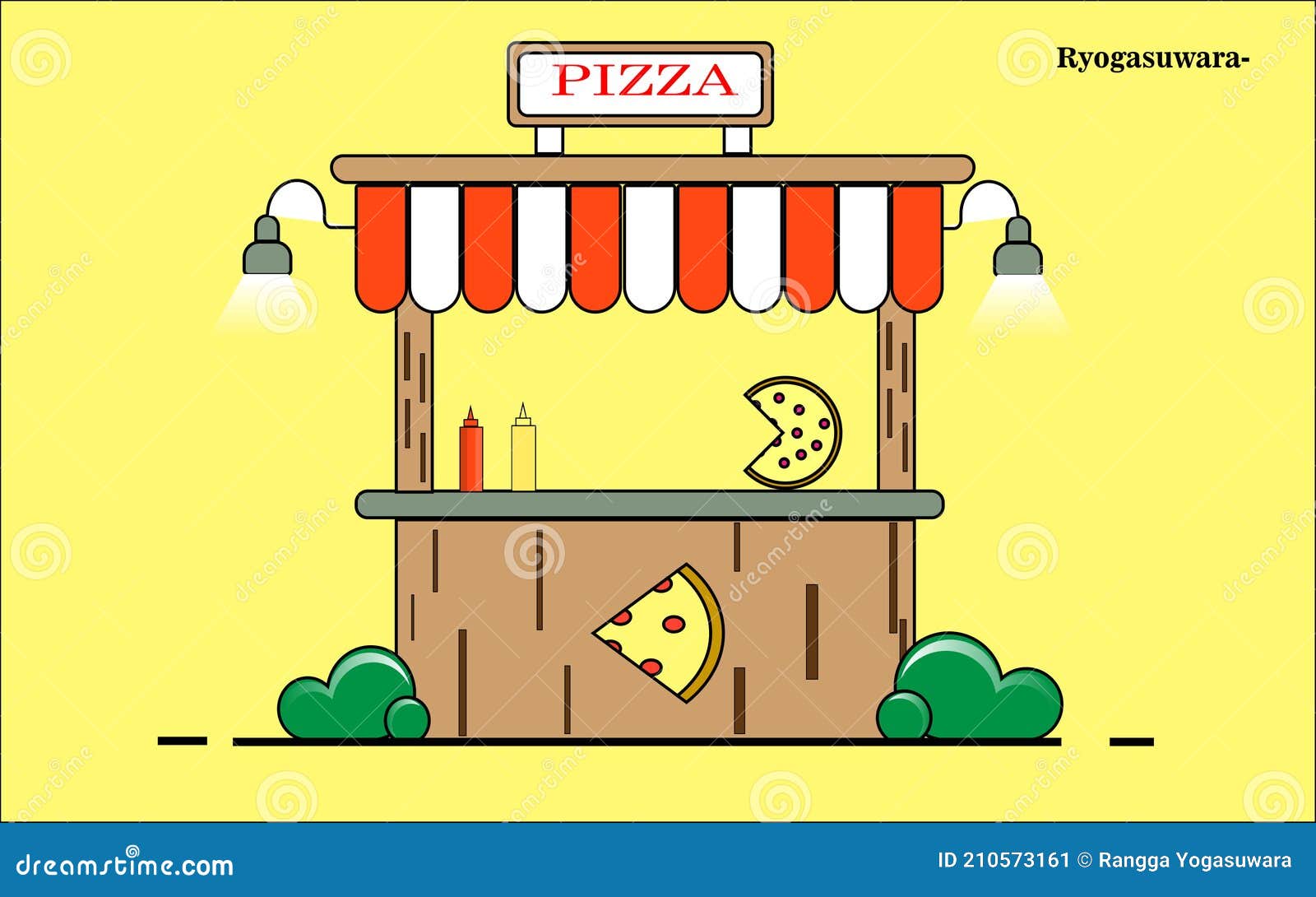 Flat Design - Pizza Cart stock illustration. Illustration of cart ...