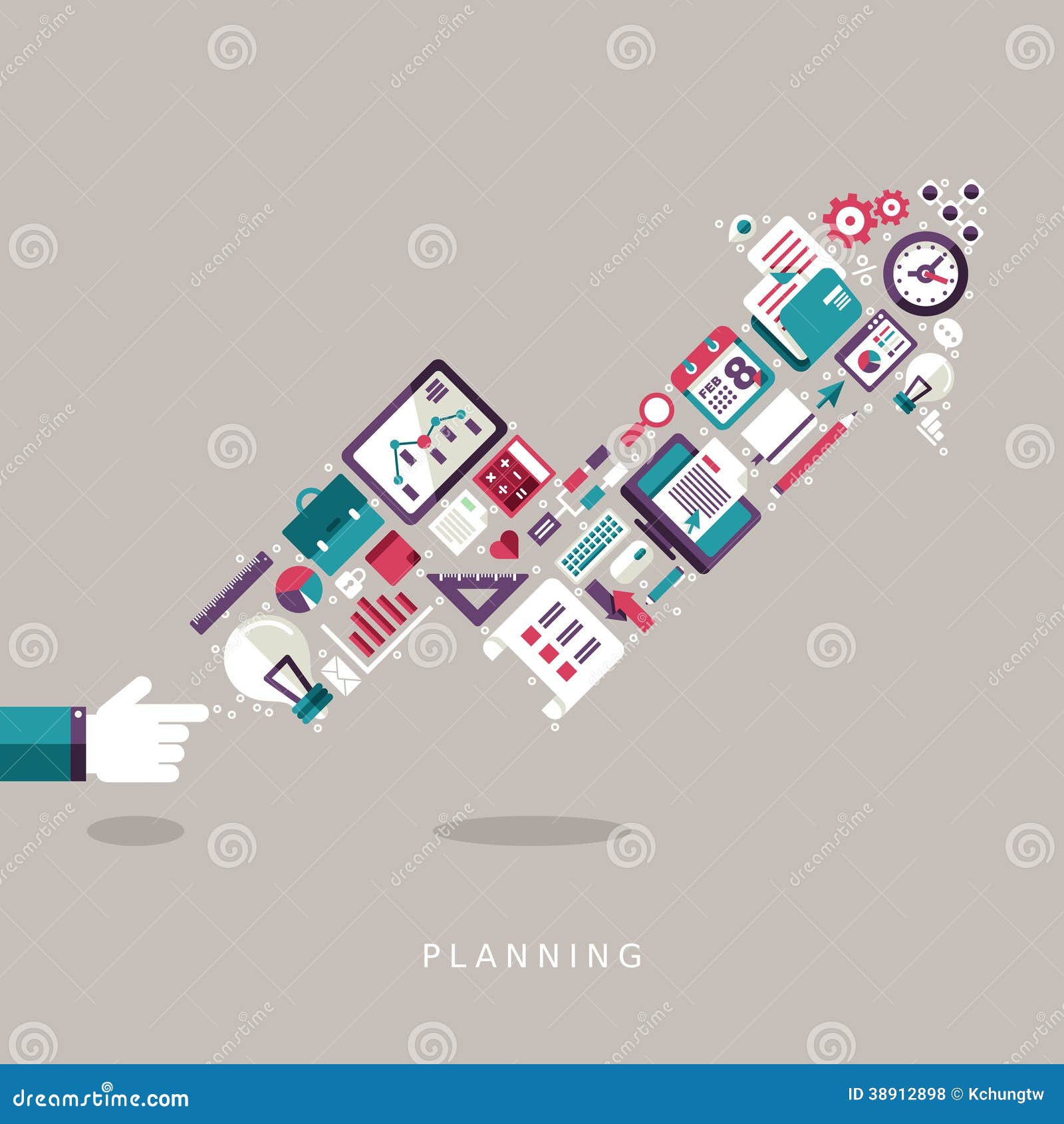Flat Design Planning Concept Icons Set Stock Vector - Illustration of ...