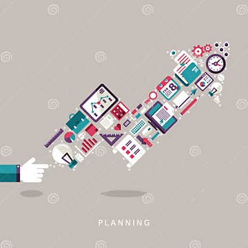 Flat Design Planning Concept Icons Set Stock Vector - Illustration of ...