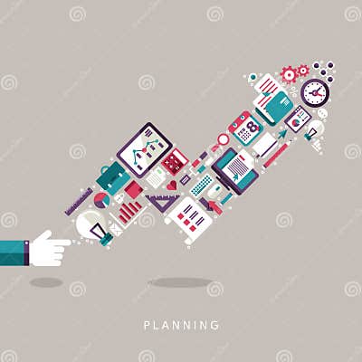 Flat Design Planning Concept Icons Set Stock Vector - Illustration of ...