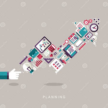 Flat Design Planning Concept Icons Set Stock Vector - Illustration of ...