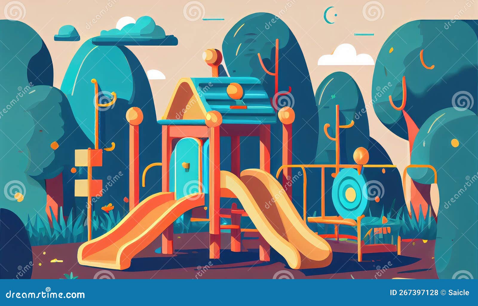 Flat Design of Playground. Generative AI Stock Illustration ...