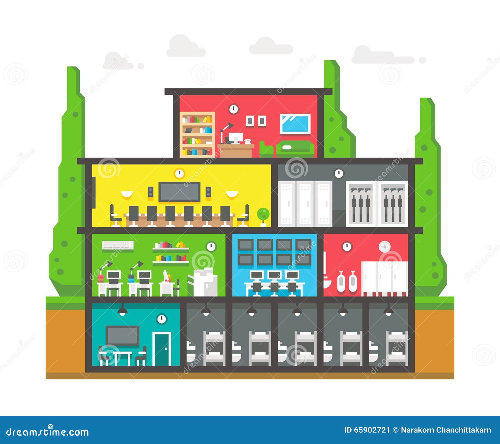 Flat Design Police Station Interior Stock Vector - Illustration of ...