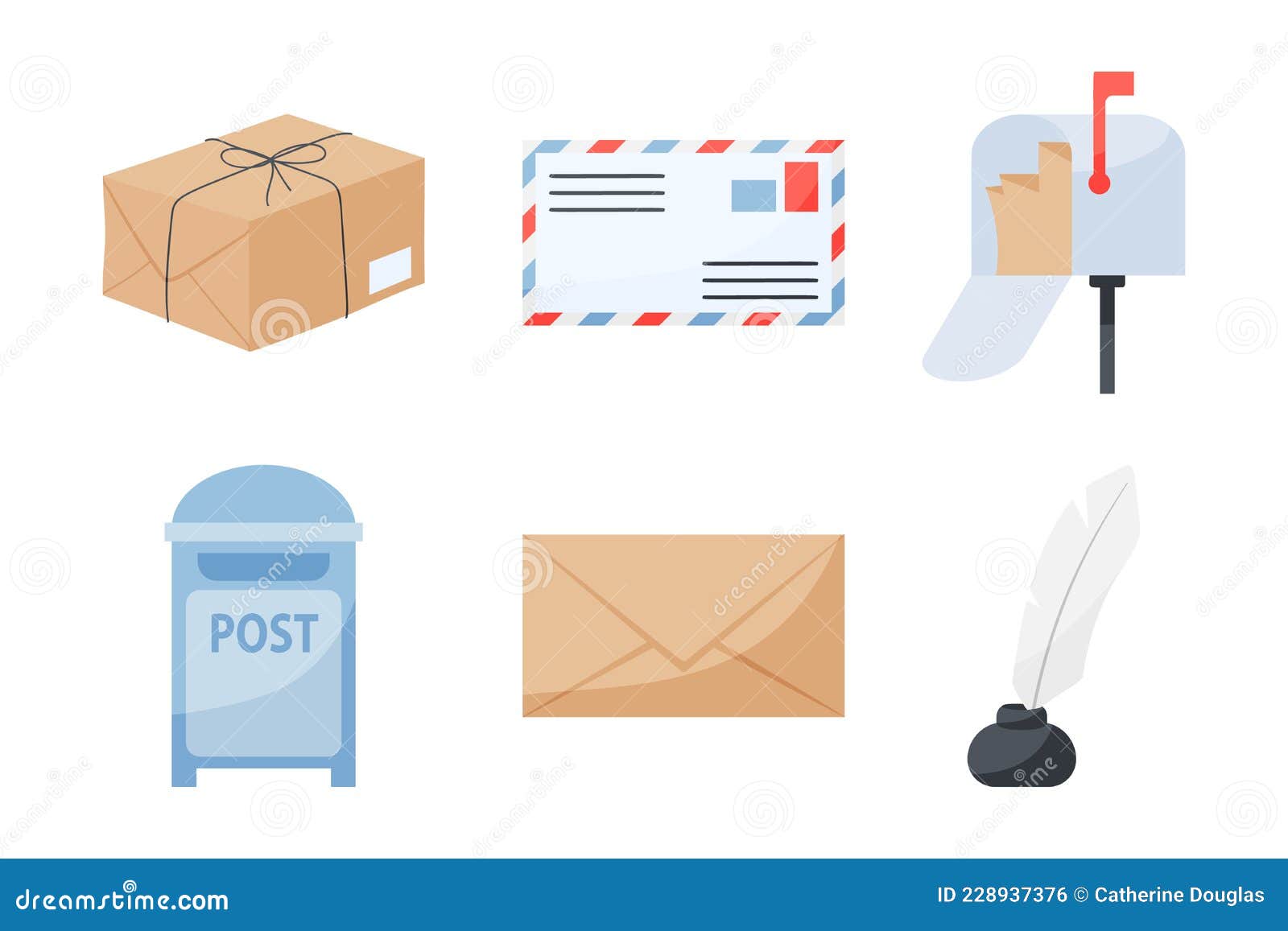 Flat Design Post Element Collection. Set Six Elements Stock Vector ...