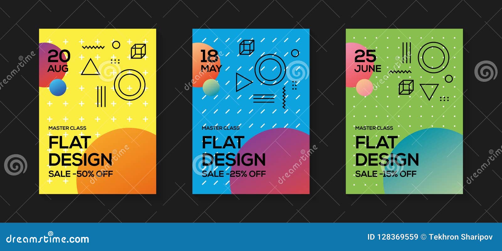 Flat Design Poster Templates Stock Vector - Illustration of book ...