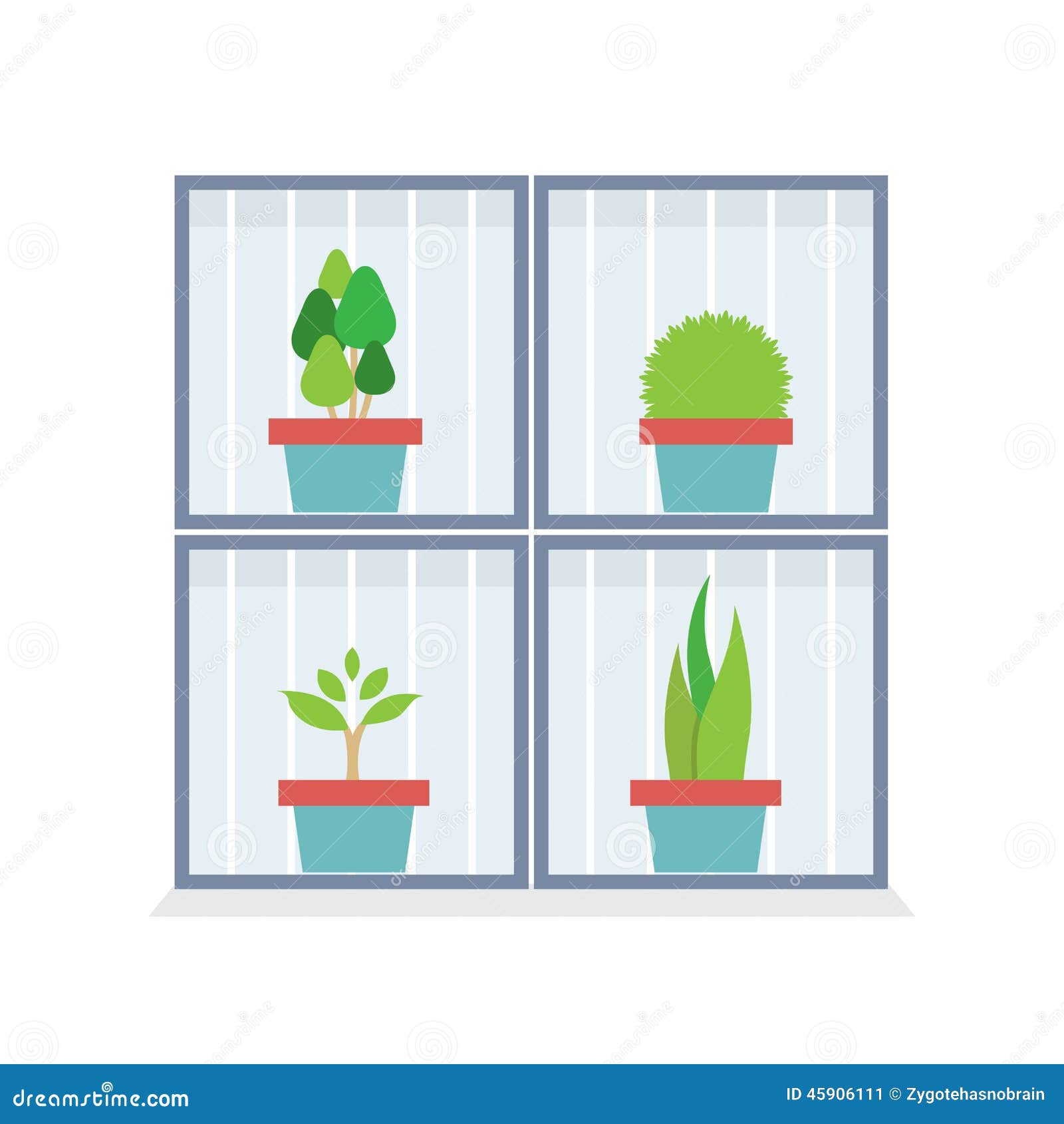 Potted Plants Seen From Above Vector Illustration Inside The Frame ...