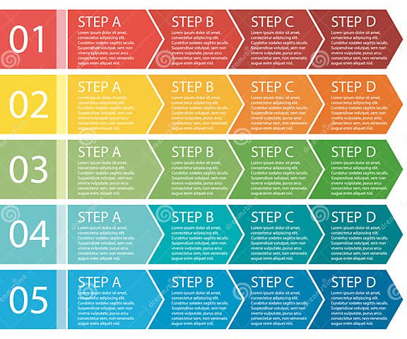 Flat Design. Process Arrows Boxes. Four Steps. Stock Vector ...