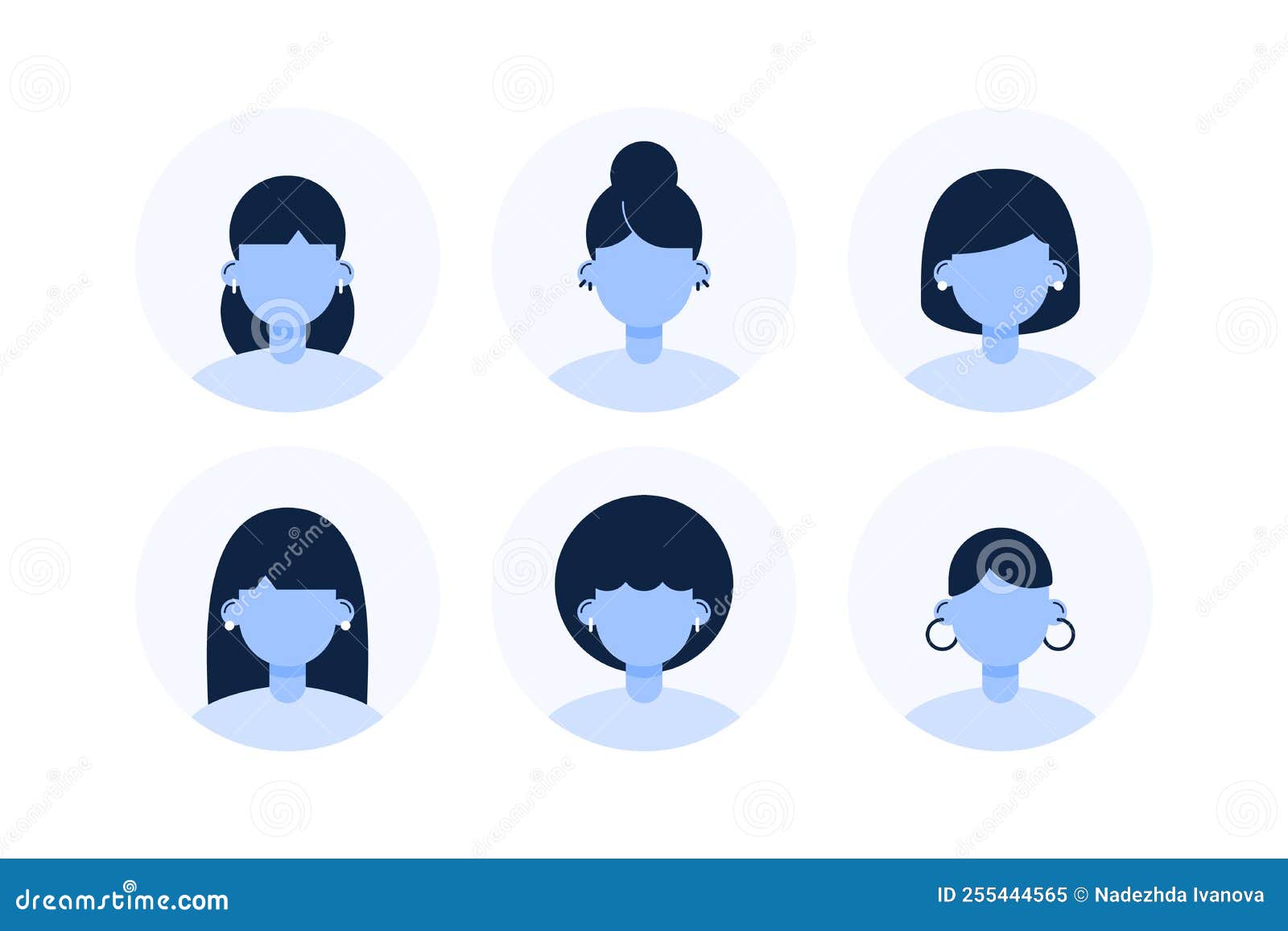 Flat Design Profile Icon Set Vector Illustration. Stock Vector ...