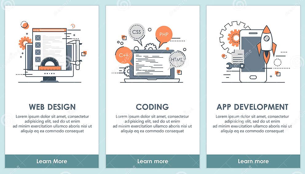 Flat Design Programming and Software App Screens. Modern User Interface ...