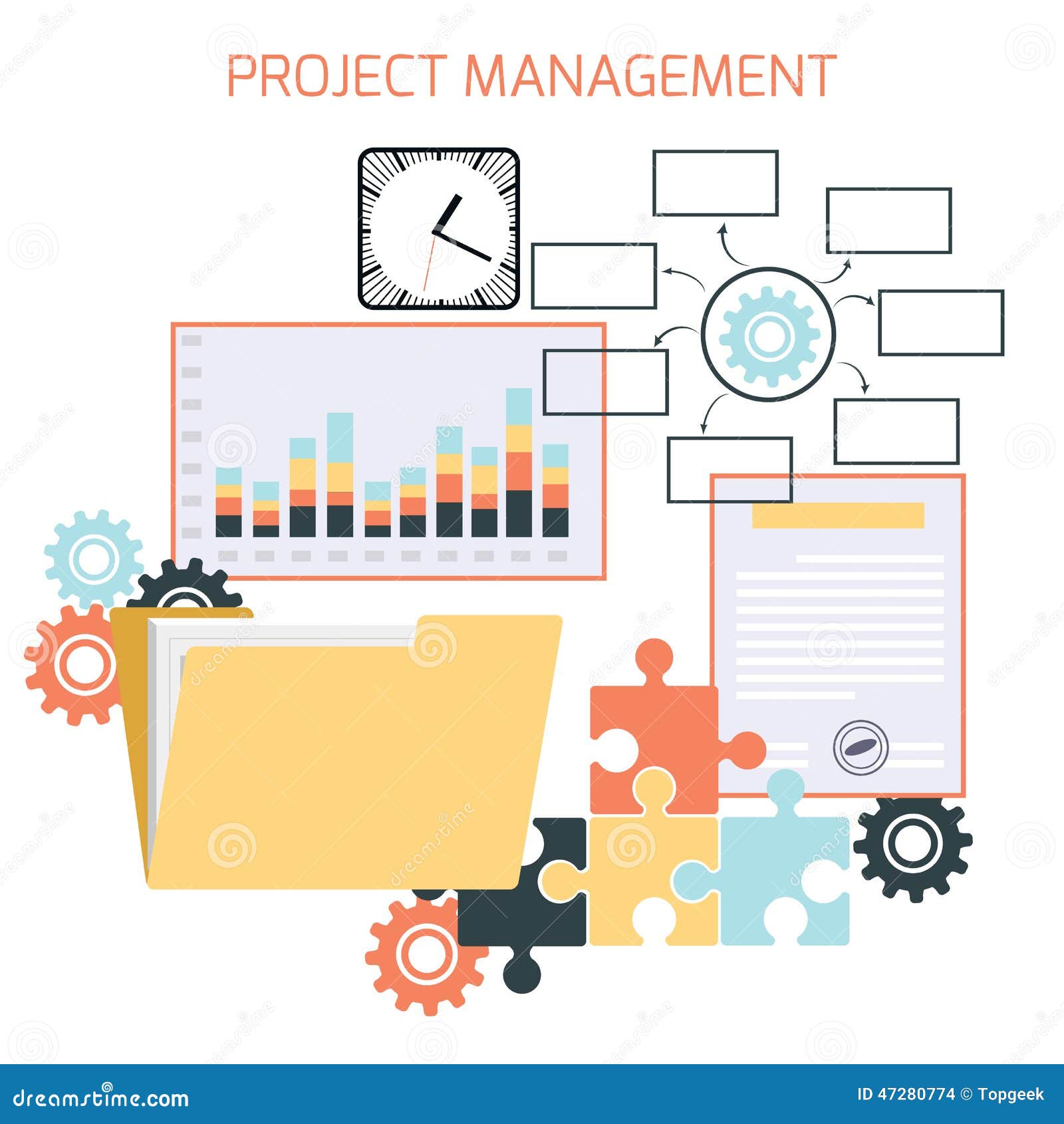 Flat Design of Project Management Stock Vector - Illustration of ... Flat Design of Project Management Stock Vector - Illustration of ...