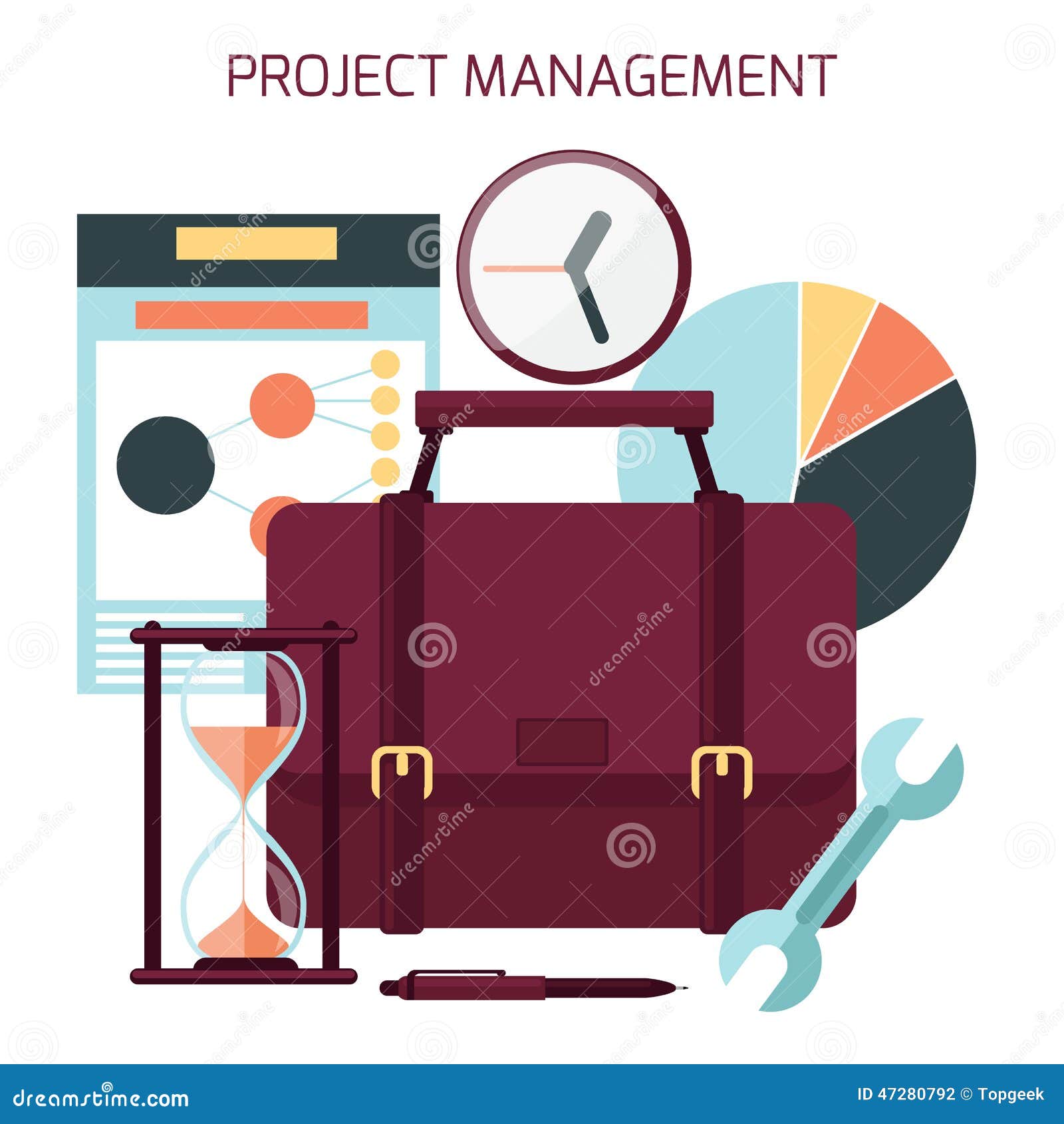 Flat Design of Project Management Stock Vector - Illustration of office ...