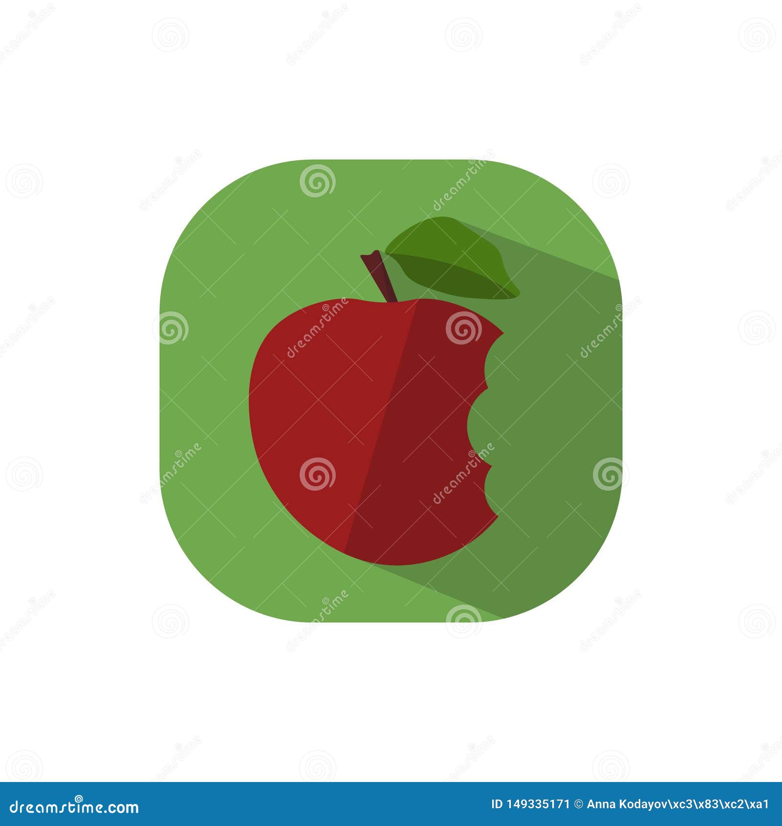 Flat Design Red Bitten Apple Stock Illustration - Illustration of food ...