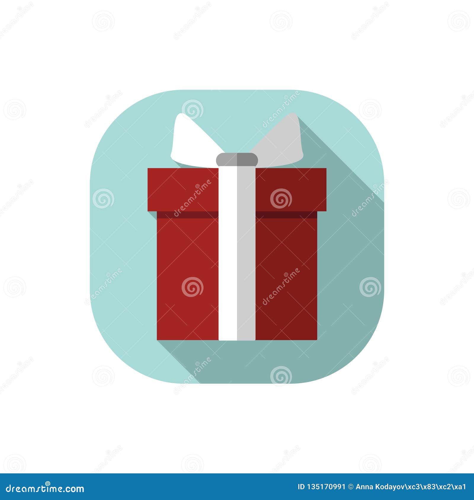 Flat Design Red Present Box with White Bow Stock Illustration ...
