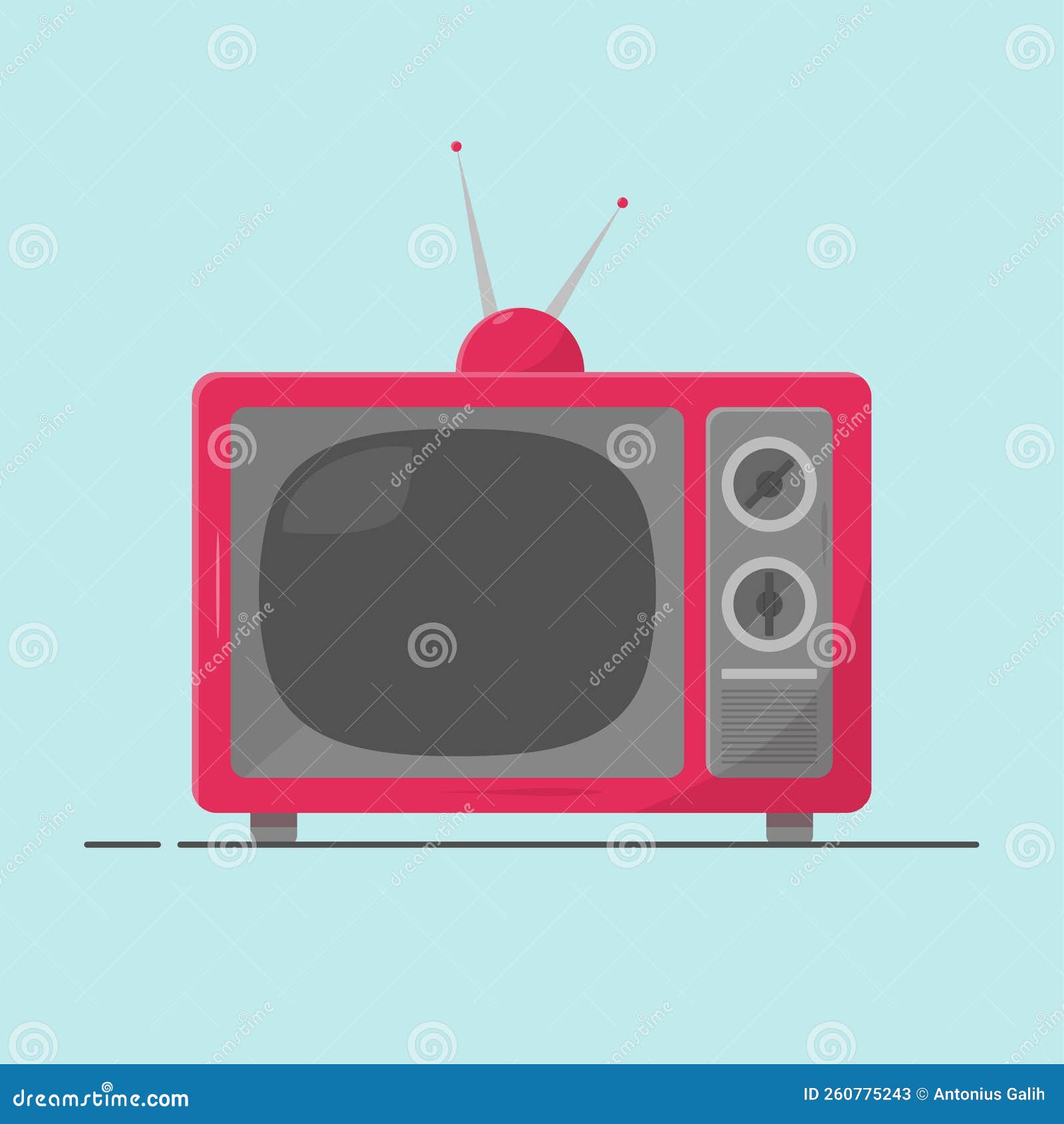 Flat Design Red Retro Television Vector Illustration Stock Vector ...