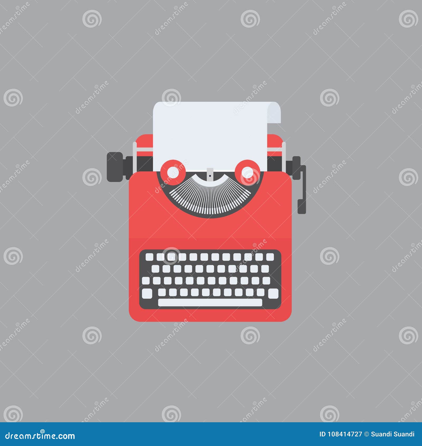 Flat Design of Red Typewriter. Blogging Concept Stock Vector ...