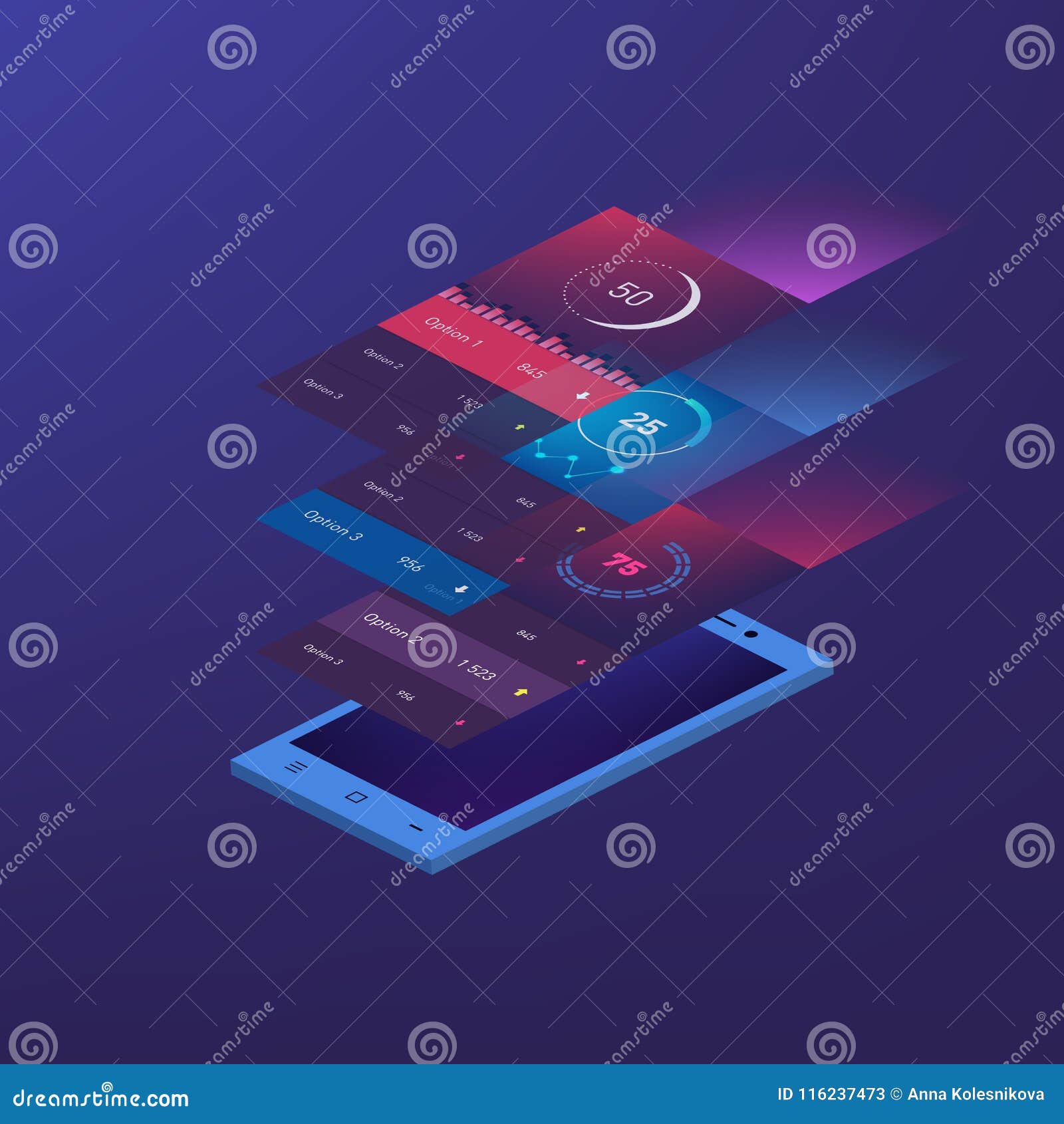 Flat Design Responsive Management and Administration Dashbord UI Mobile ...