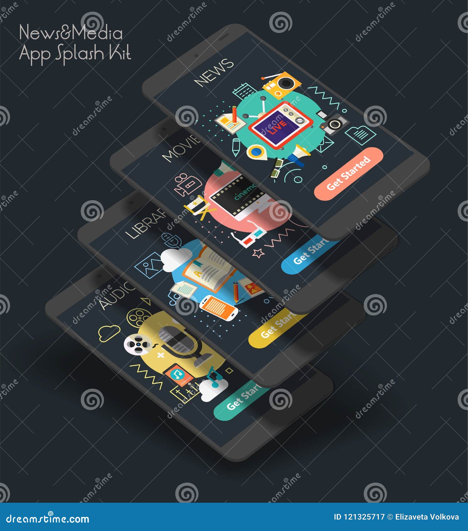 Flat Design Responsive UI Mobile App with 3d Mockups Stock Vector ... Flat Design Responsive UI Mobile App with 3d Mockups Stock Vector ...