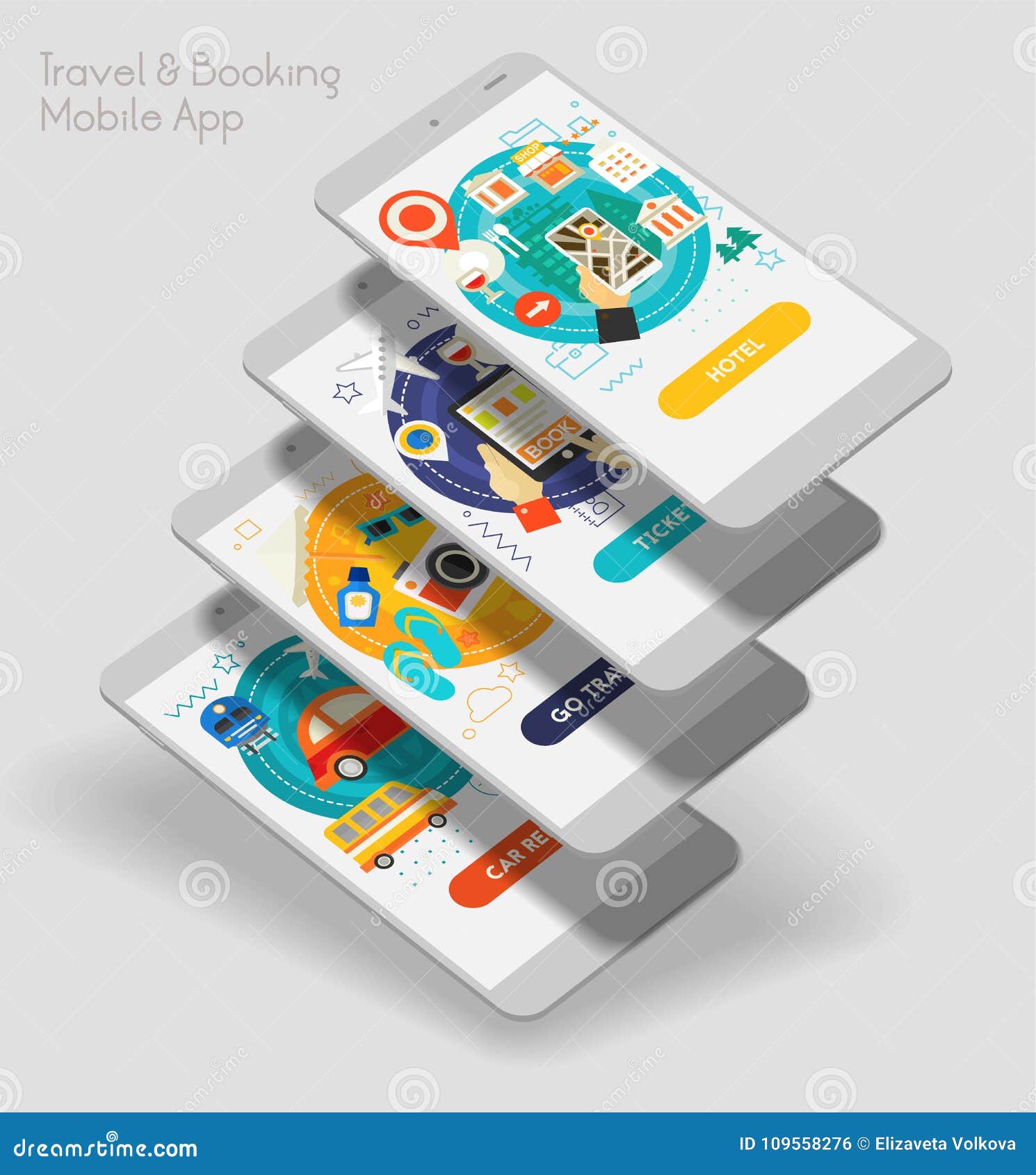 Flat Design Responsive UI Mobile App with 3d Mockups Stock Vector ... Flat Design Responsive UI Mobile App with 3d Mockups Stock Vector ...