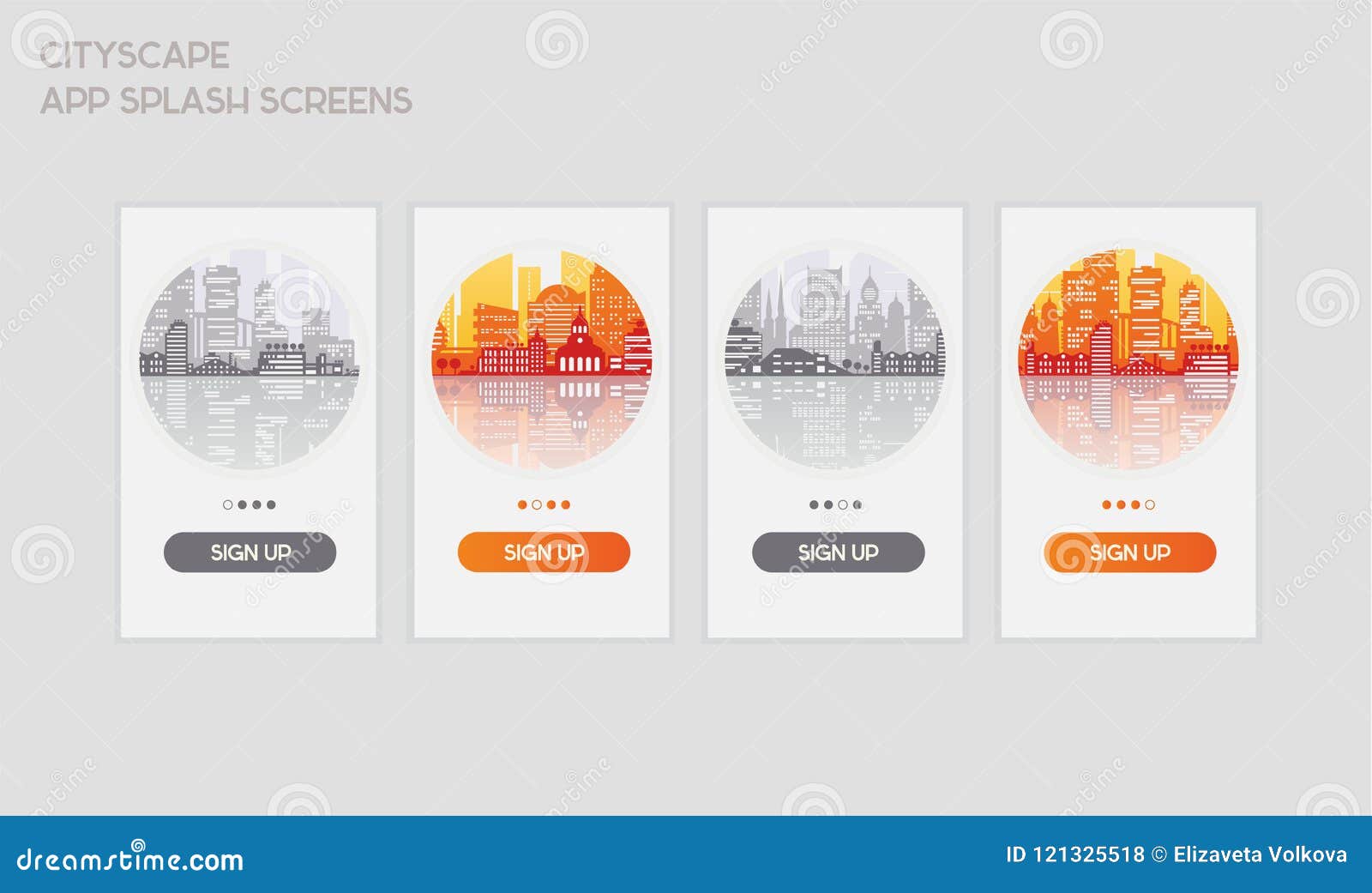 Flat Design Responsive UI Mobile App Splash Screens Mockups Stock ...