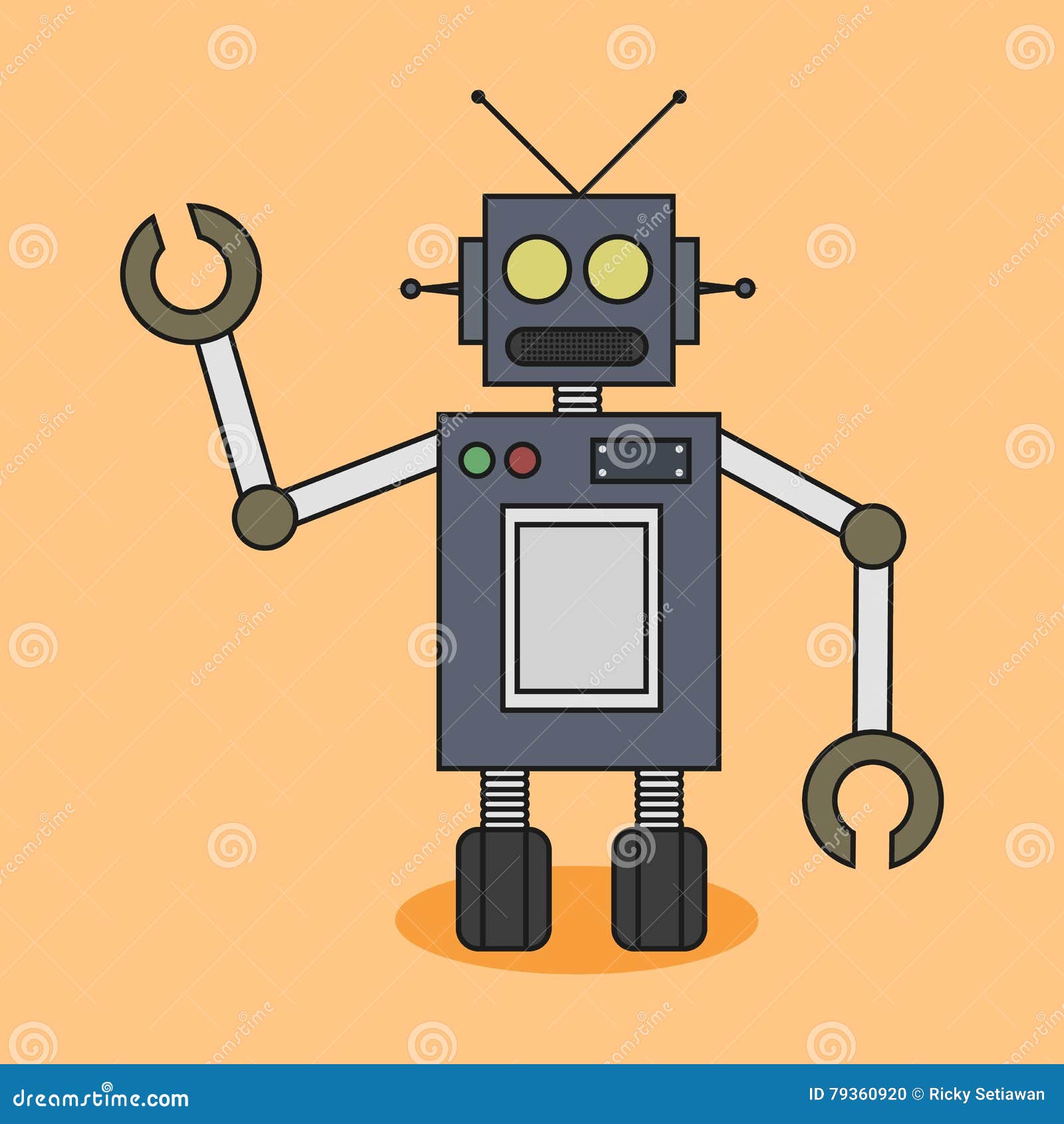 Flat Design Robot stock vector. Illustration of cute - 79360920
