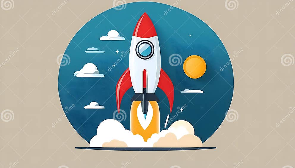 Flat Design of a Rocket Launch Representing Startup Growth Stock ...