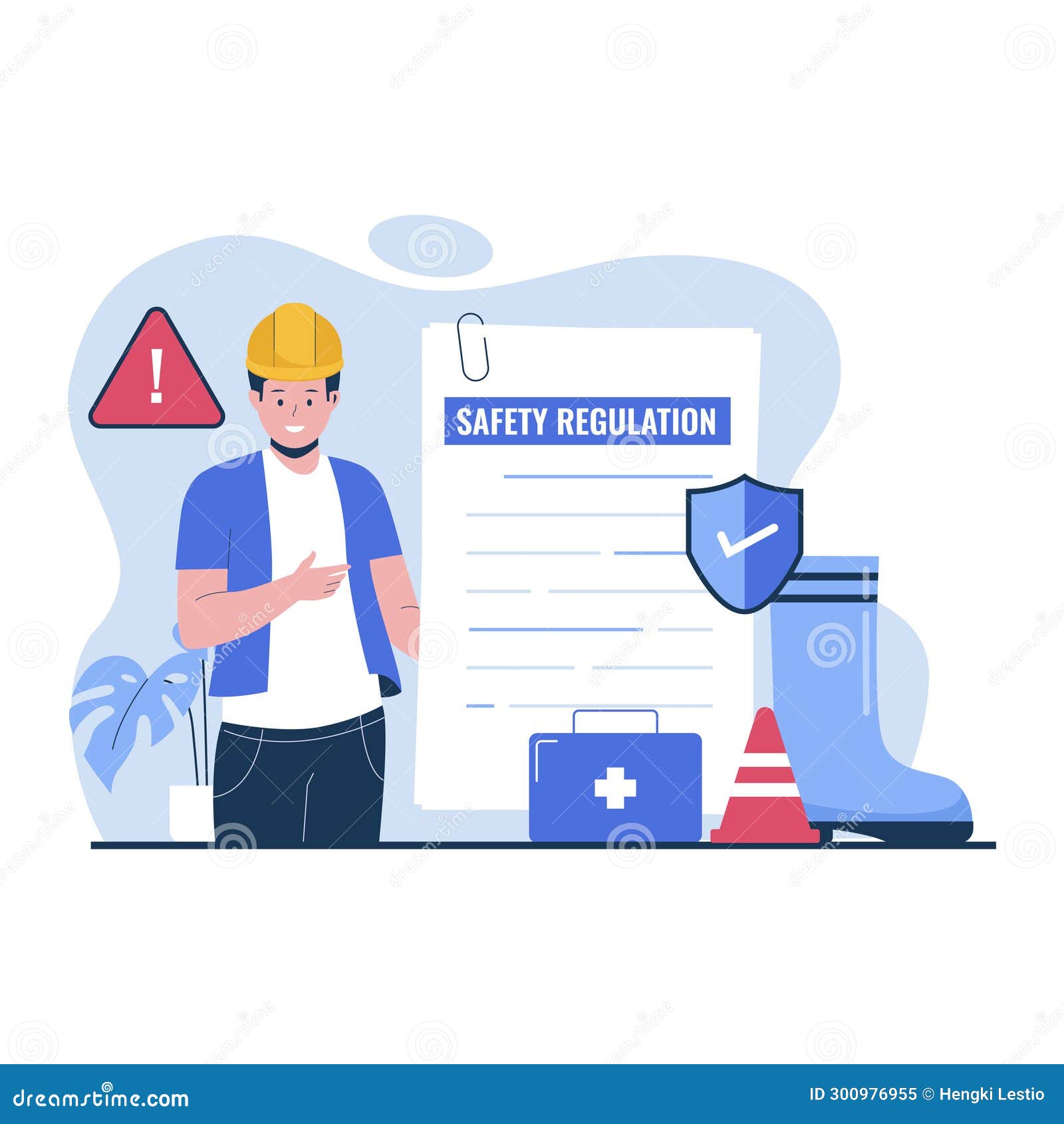 Flat Design of Safety Regulations for People Work Stock Vector ...