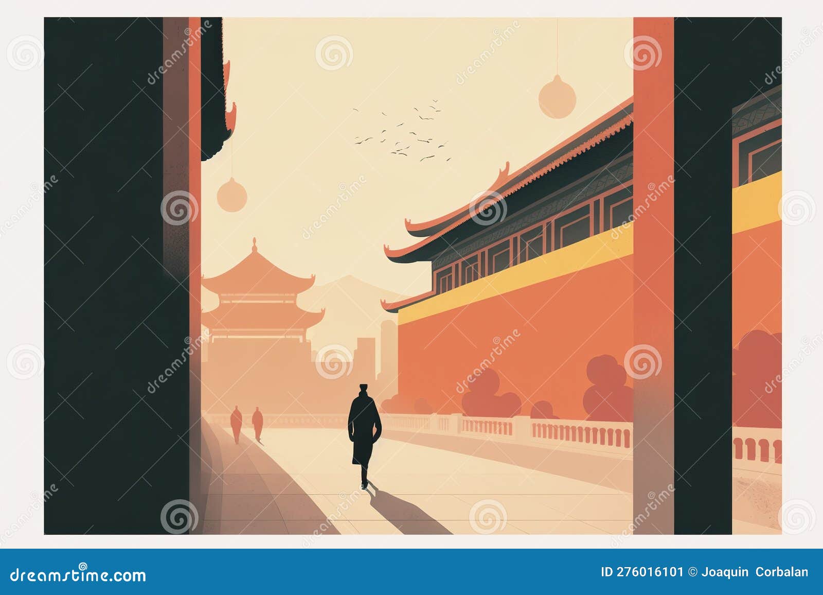 Flat Design of a Scene in Beijing, China. Ai Generated Stock ...