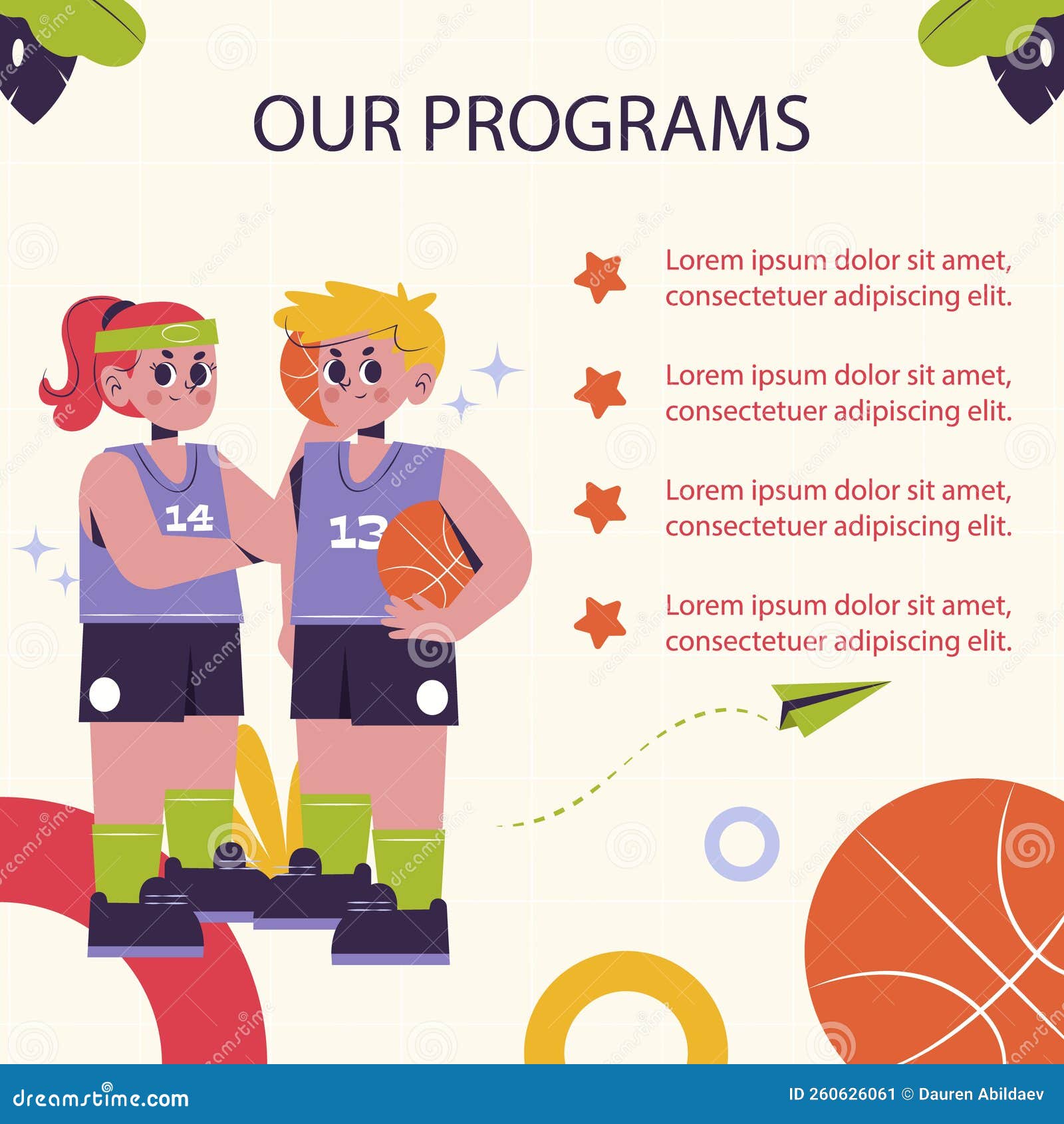 Flat Design after School Activities Post Vector Illustration. Stock ...