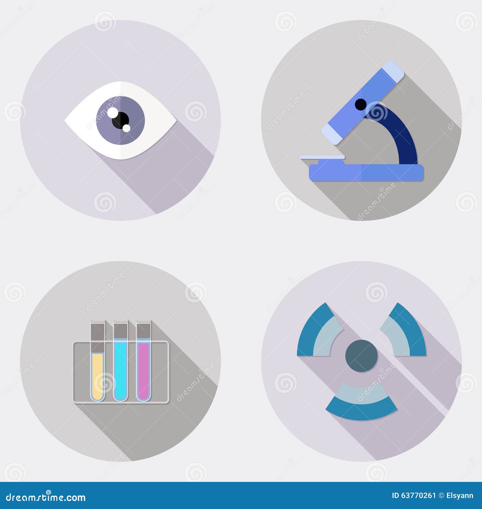 Flat Design Scientific Research Icons with Long Shadow 1 Stock Vector ...