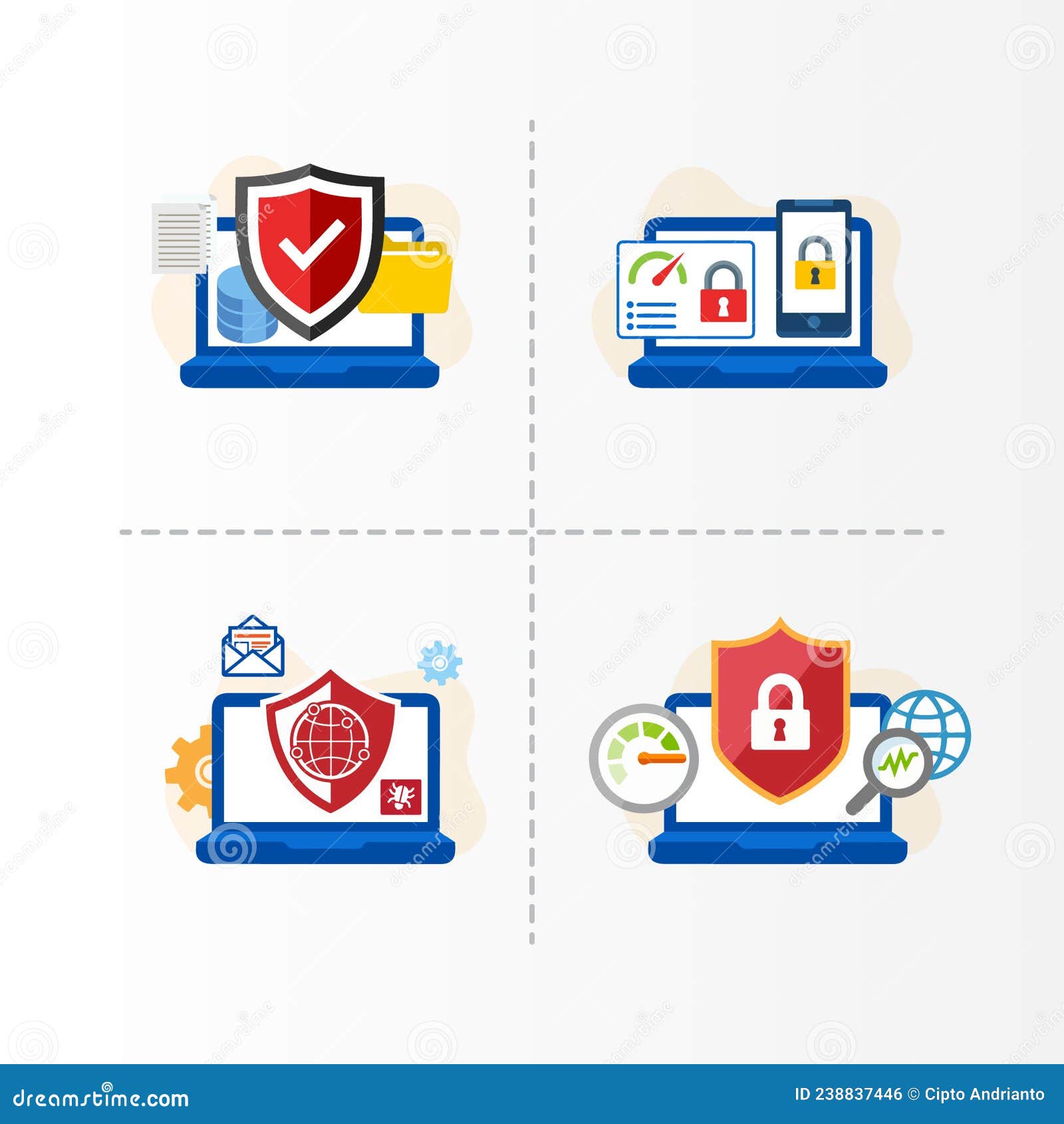 Flat Design Security Monitoring Data, Endpoint Security, Vector ...