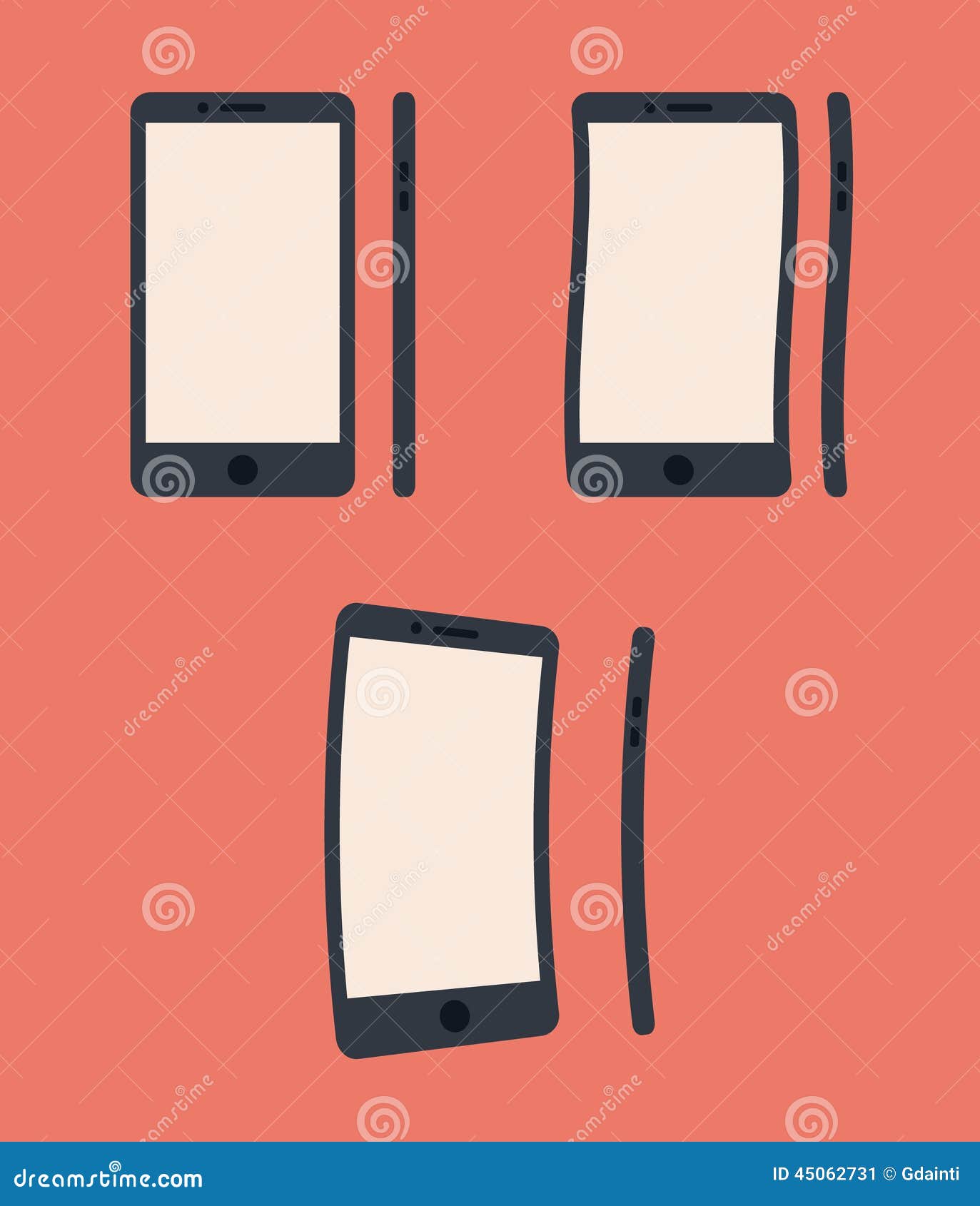 Flat Design Set of Flexible Bend Touch Screen Stock Vector ...